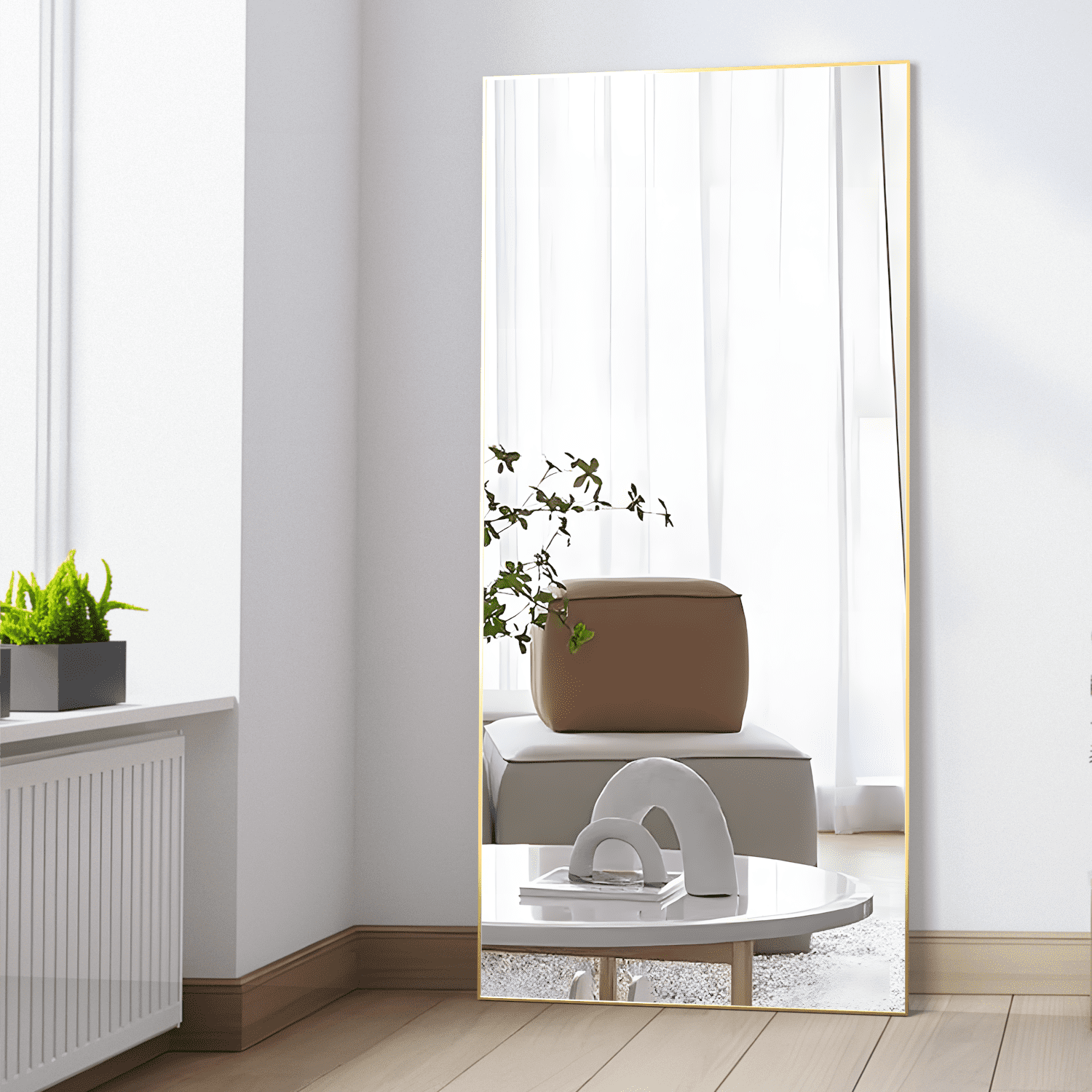 "RACHMADES Oversize 71""x32"" Full Length Bedroom Mirror, Gold Aluminum ...