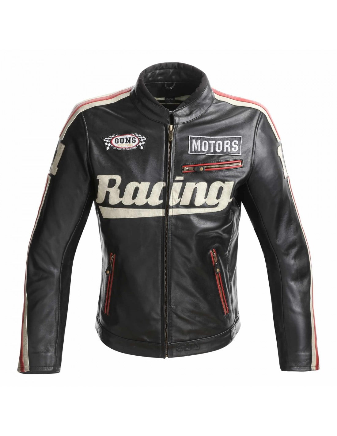 RACING CE Men's Black Leather Motorcycle Biker Rider Jacket with Print ...