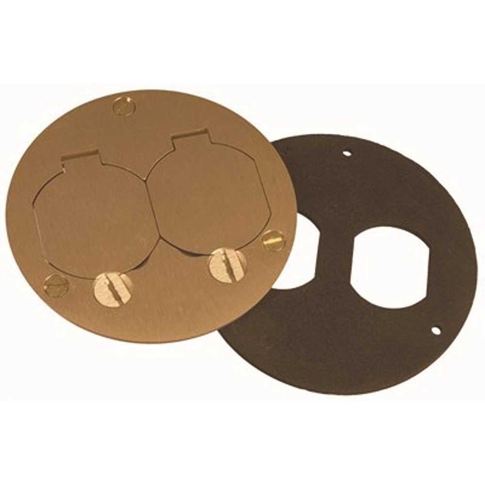 RACO 6249 3-7/8 in. Dia Brass Duplex Cover with Lift Lids, Round ...