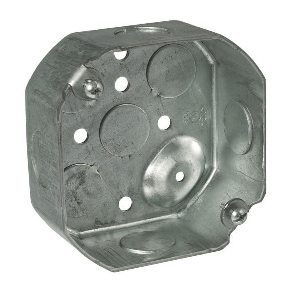 RACO 8125 Steel Octagon Box, Drawn with Conduit KO's, 4" x 1-1/2" Deep ...