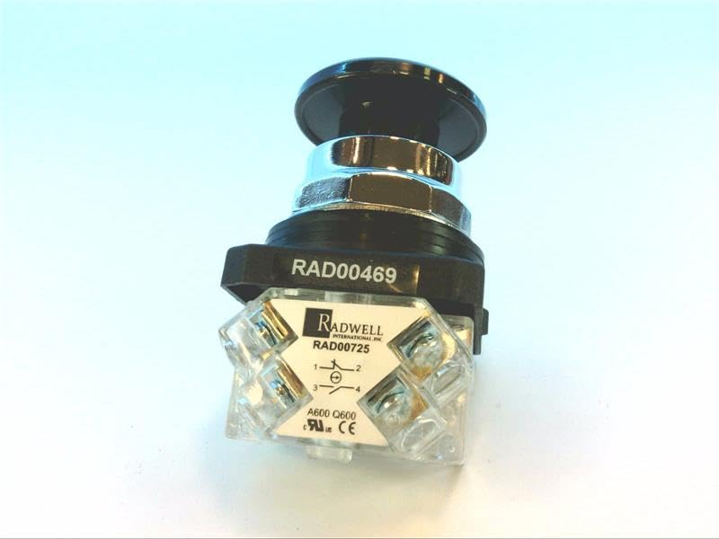 RAD00469 1NO/1NC, Black, Mushroom Head, Push Button - 30MM PUSHBUTTON ...