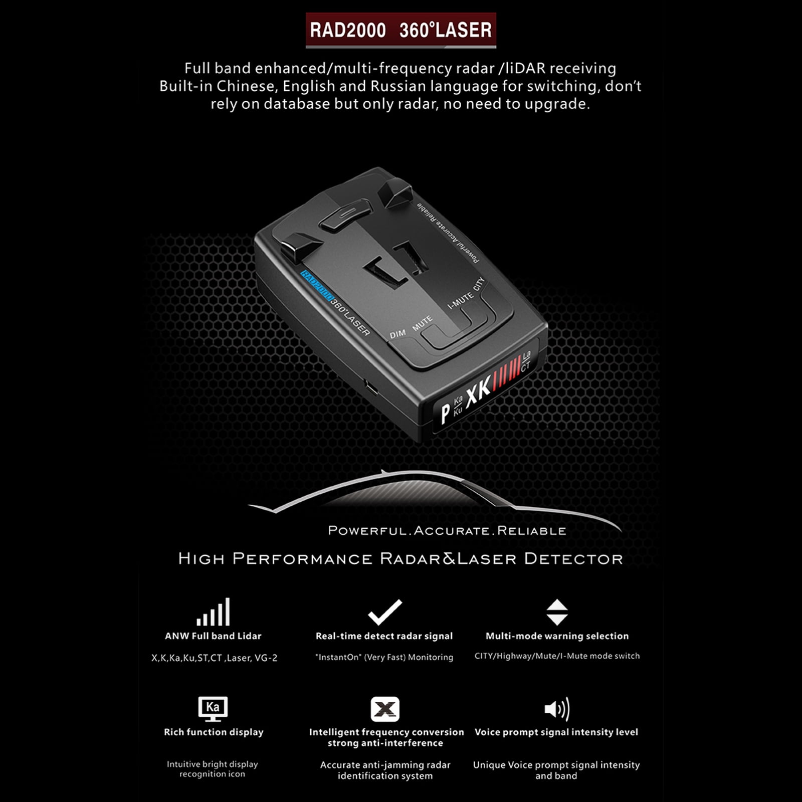 RAD2000 360°Laser Electronic Dog Car Mobile Speed Radar Speed Measuring ...