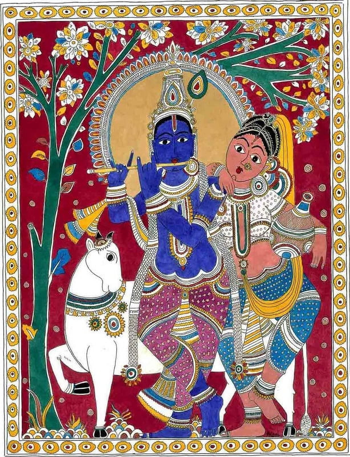 RADHA KRISHNA 2, KALAMKARI PAINTING, LIMITED EDITION A2 MATTE PRINT ...