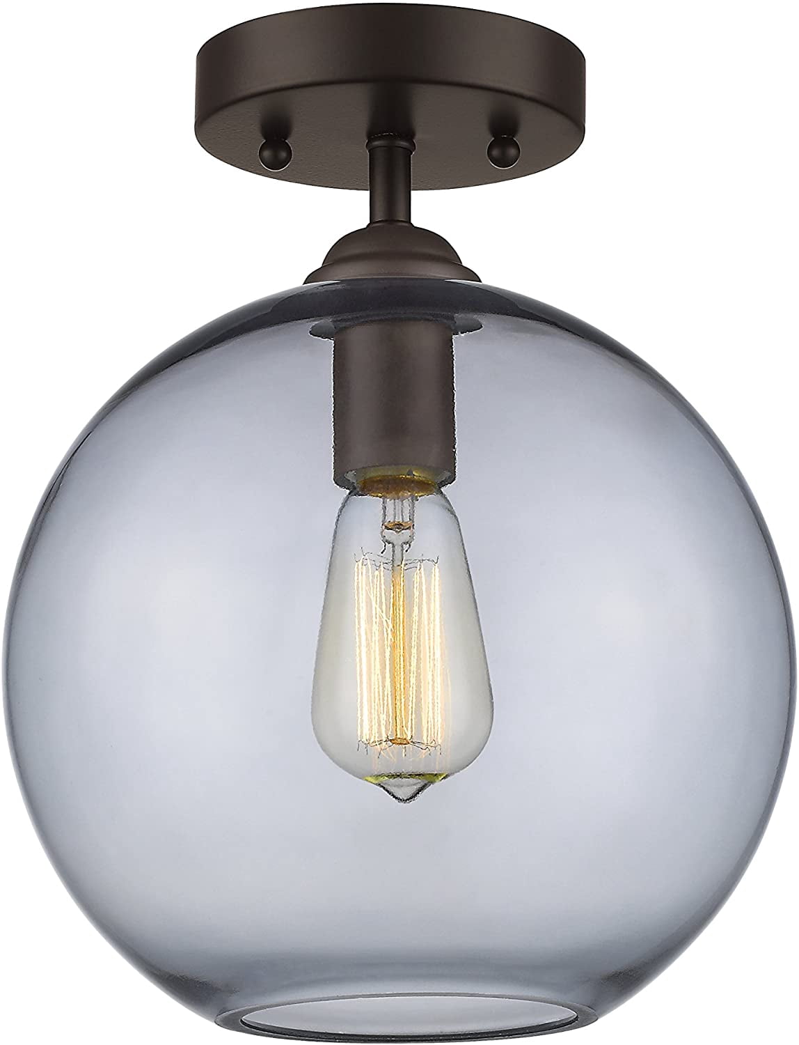 RADIANCE Goods Industrial-Style 1 Light Rubbed Bronze Semi-Flush ...