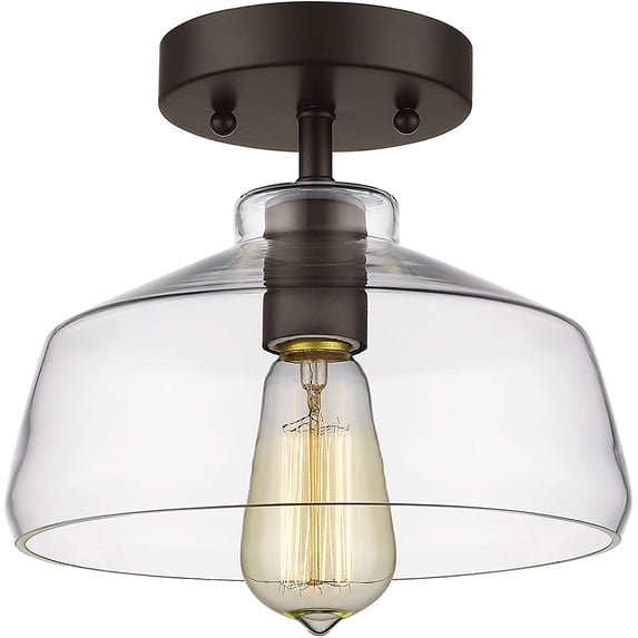 RADIANCE Goods Industrial-Style 1 Light Rubbed Bronze Semi-Flush ...