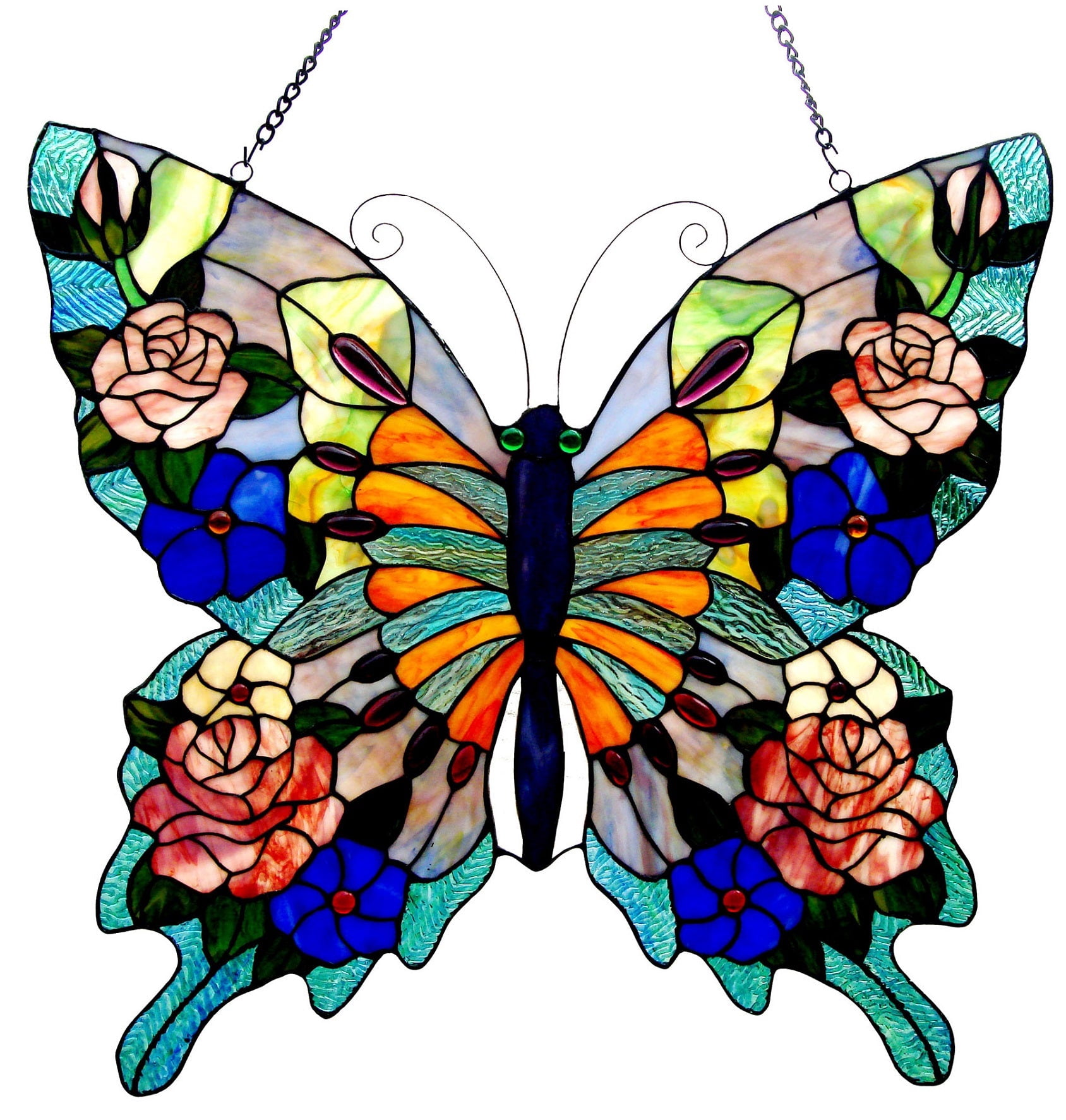 RADIANCE Goods Tiffany-Glass Butterfly Window Panel 22.5x24 - Walmart.com