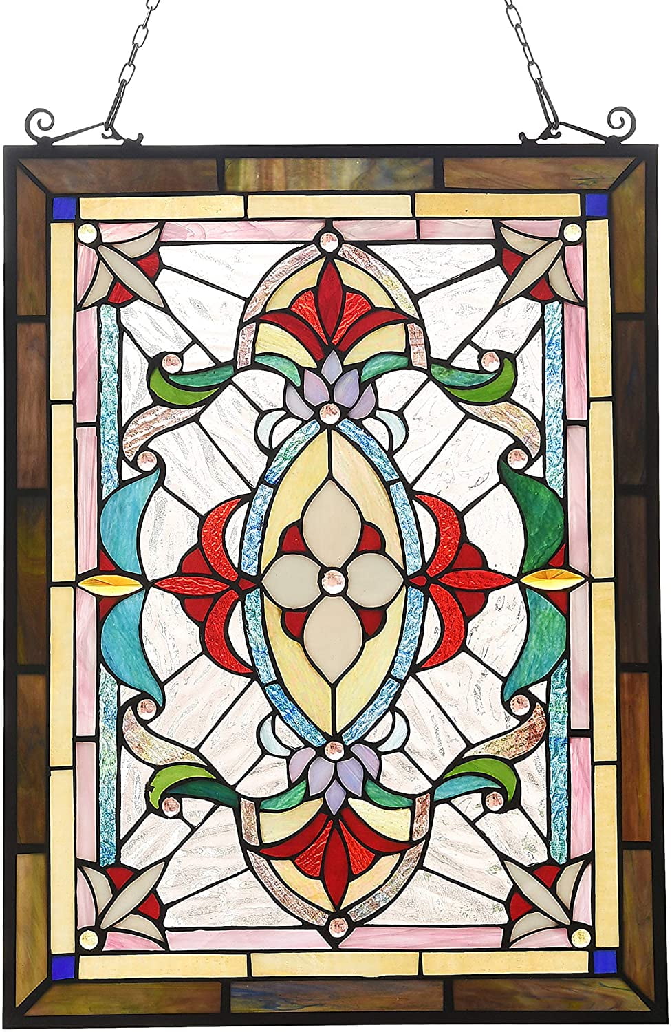 RADIANCE Goods Tiffany-Style Victorian Design Window Panel 18" x 25 ...