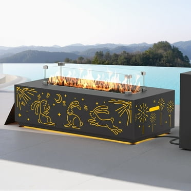 RADIATA 43" Aluminum Propane Fire Pit Table, 60,000 BTU Outdoor Gas ...