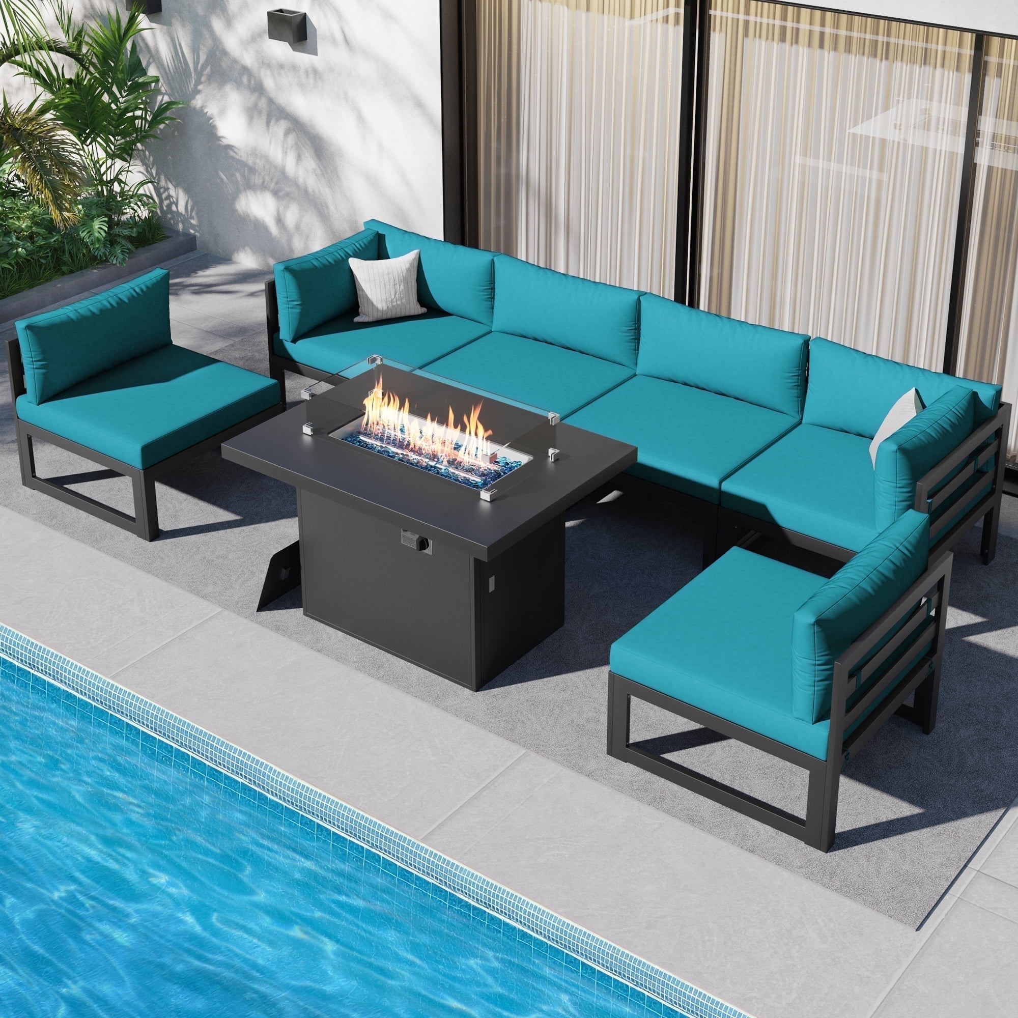RADIATA 7 Pieces Aluminum Outdoor Patio Sectional Furniture Sofa Set ...