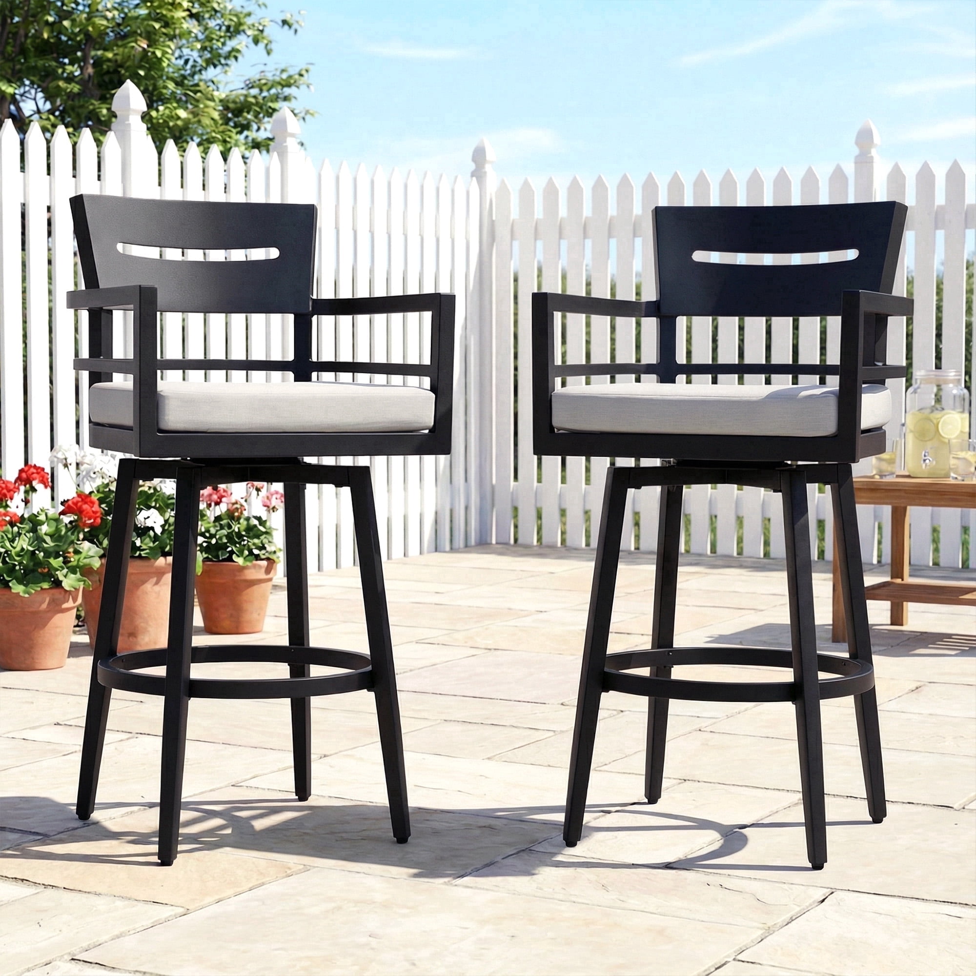 RADIATA Aluminum Bar Height Patio Chairs, 300 lb Capacity Swivel Bar ...
