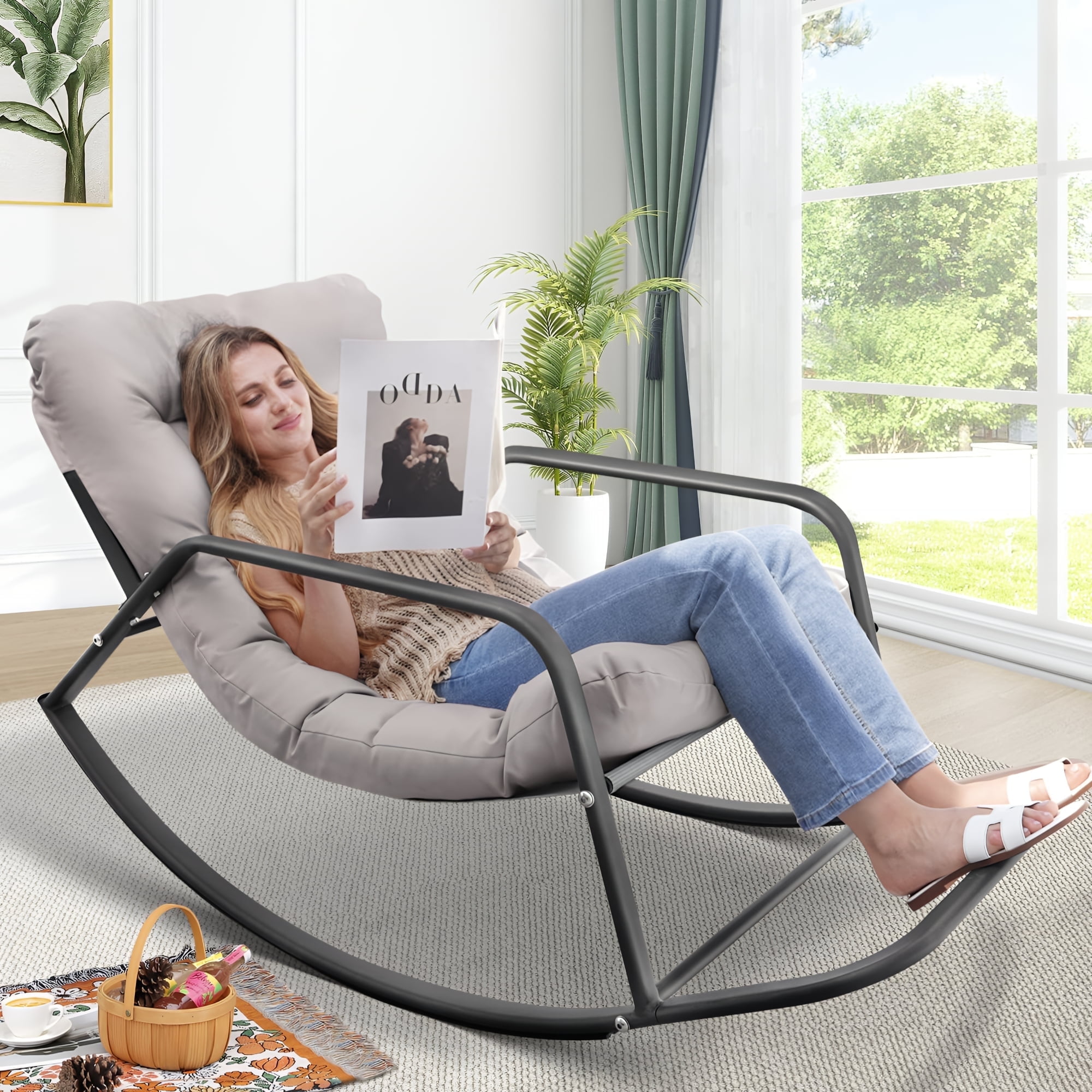 RADIATA Rocking Lounge Chair with Footrest & Cushion – Indoor Recliner ...