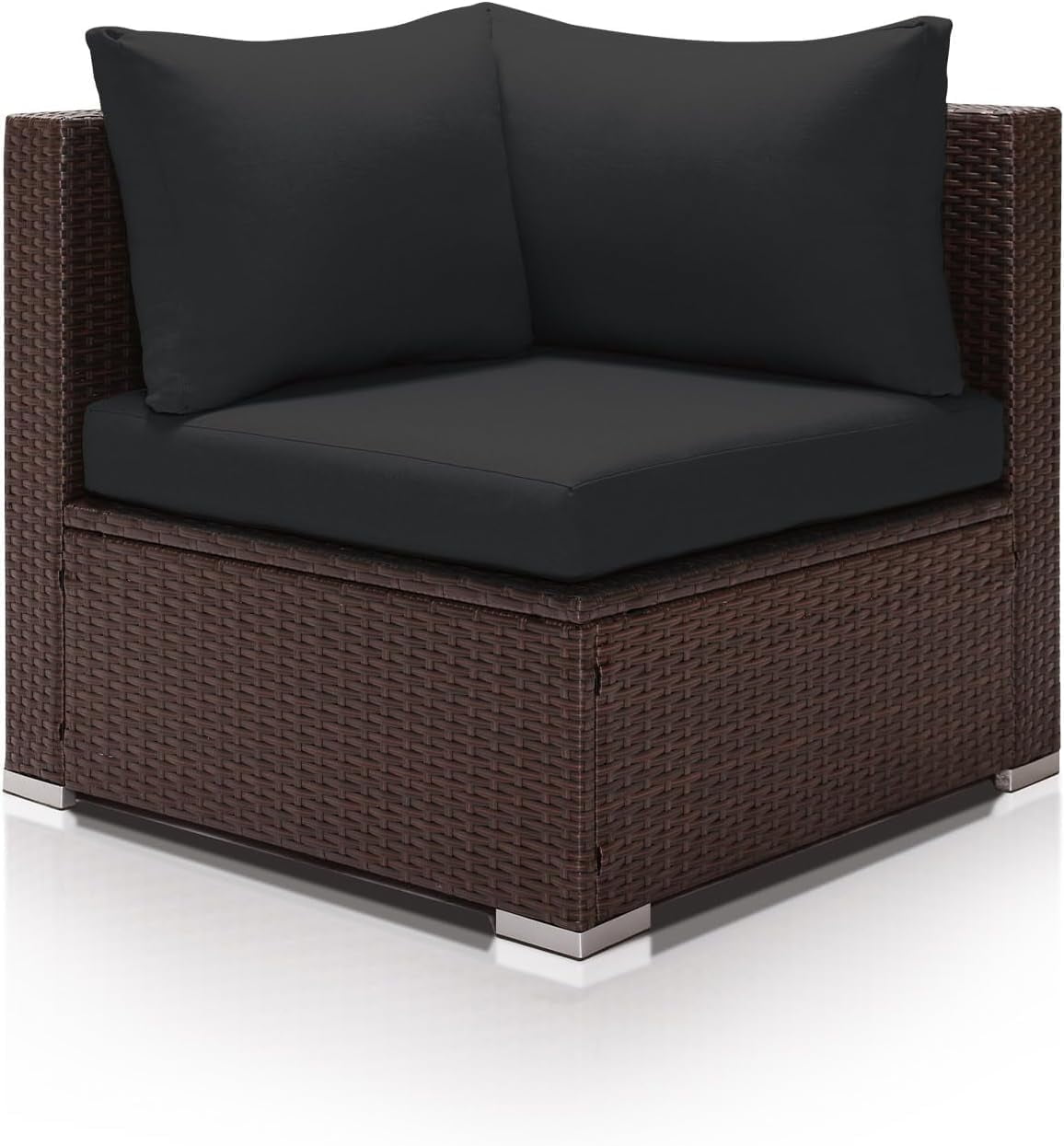 RADIATA® Outdoor Patio Wicker Corner Chair with Olefin Black Cushions ...