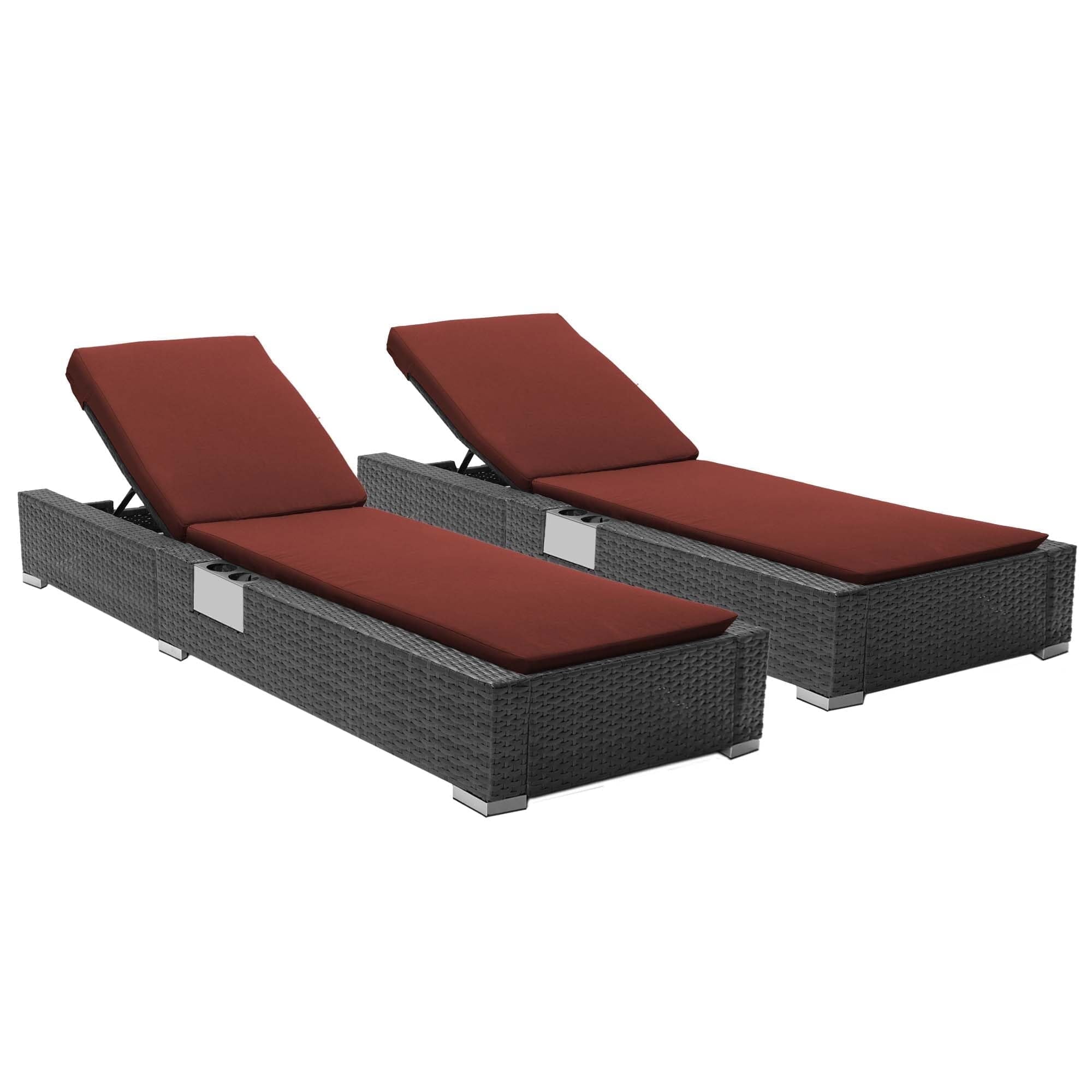 RADIATA Patio Wicker Lounge Chairs Set of 5 Conversation Chaise Rattan ...