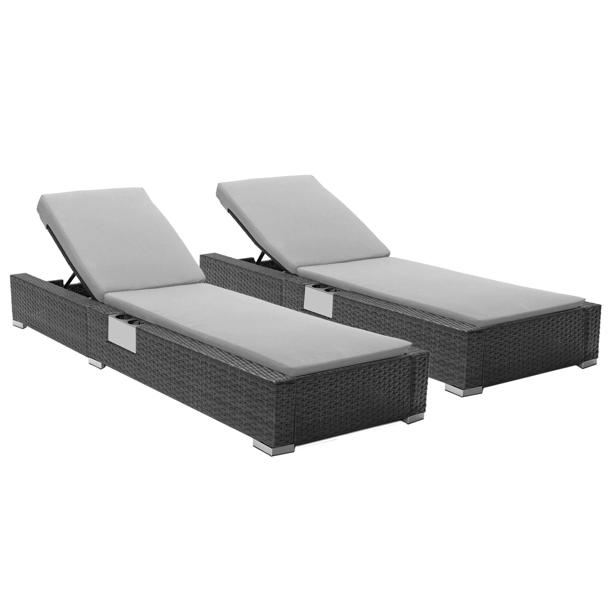 RADIATA Patio Wicker Lounge Chairs Set of 6 Conversation Chaise Rattan ...