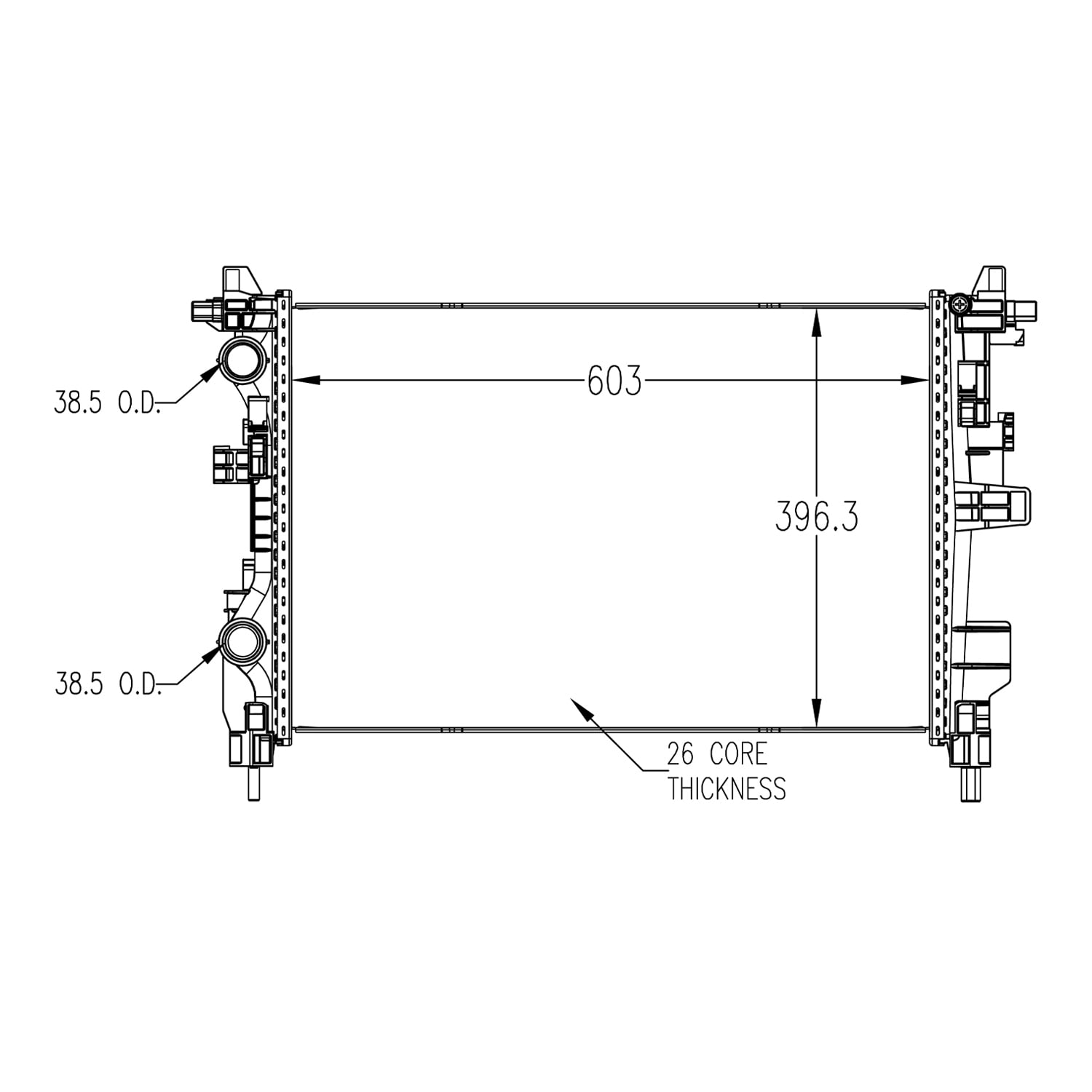 RADIATOR; 2.4 LITER L4 ENGINE; WITH AUTOMATIC TRANSMISSION COOLER ...