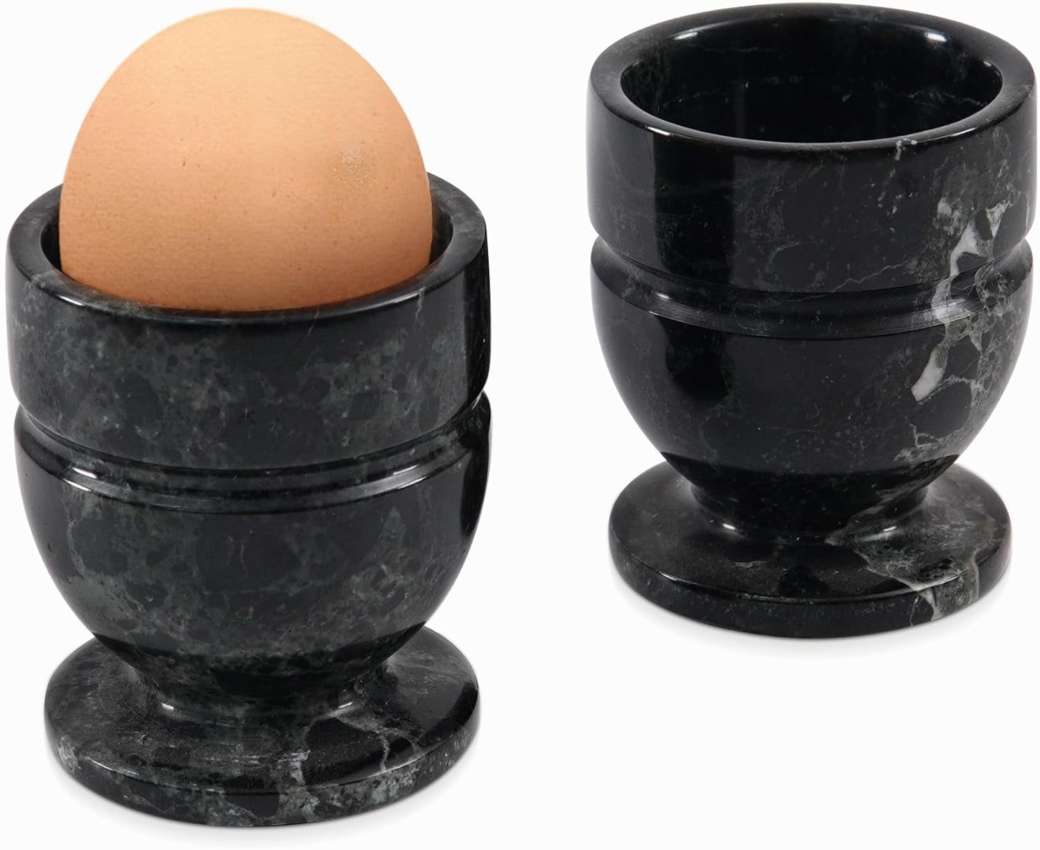 Radicaln Black Marble 2.5" Handmade Egg Cups Set of 2 Natural Stone ...