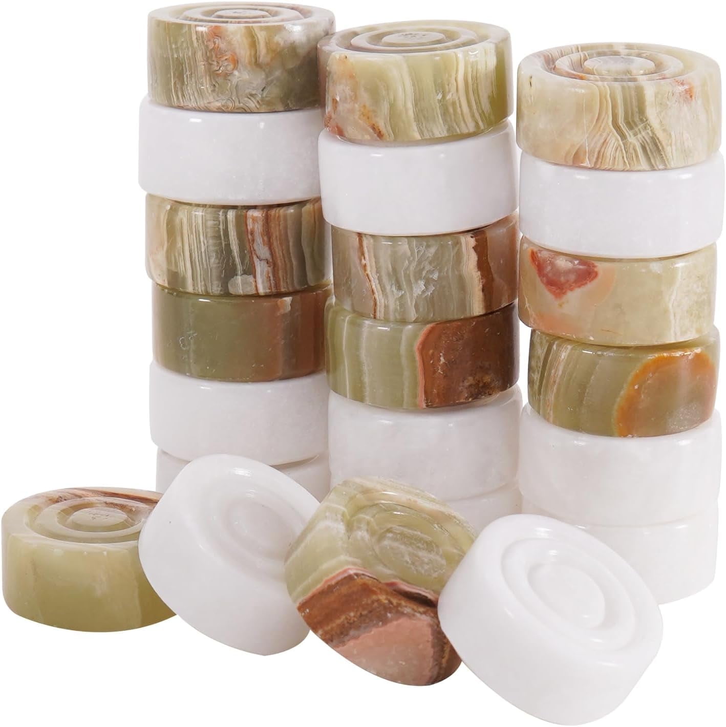 Radicaln Marble Checker Figures 1.25'' White and Green Handmade Classis ...