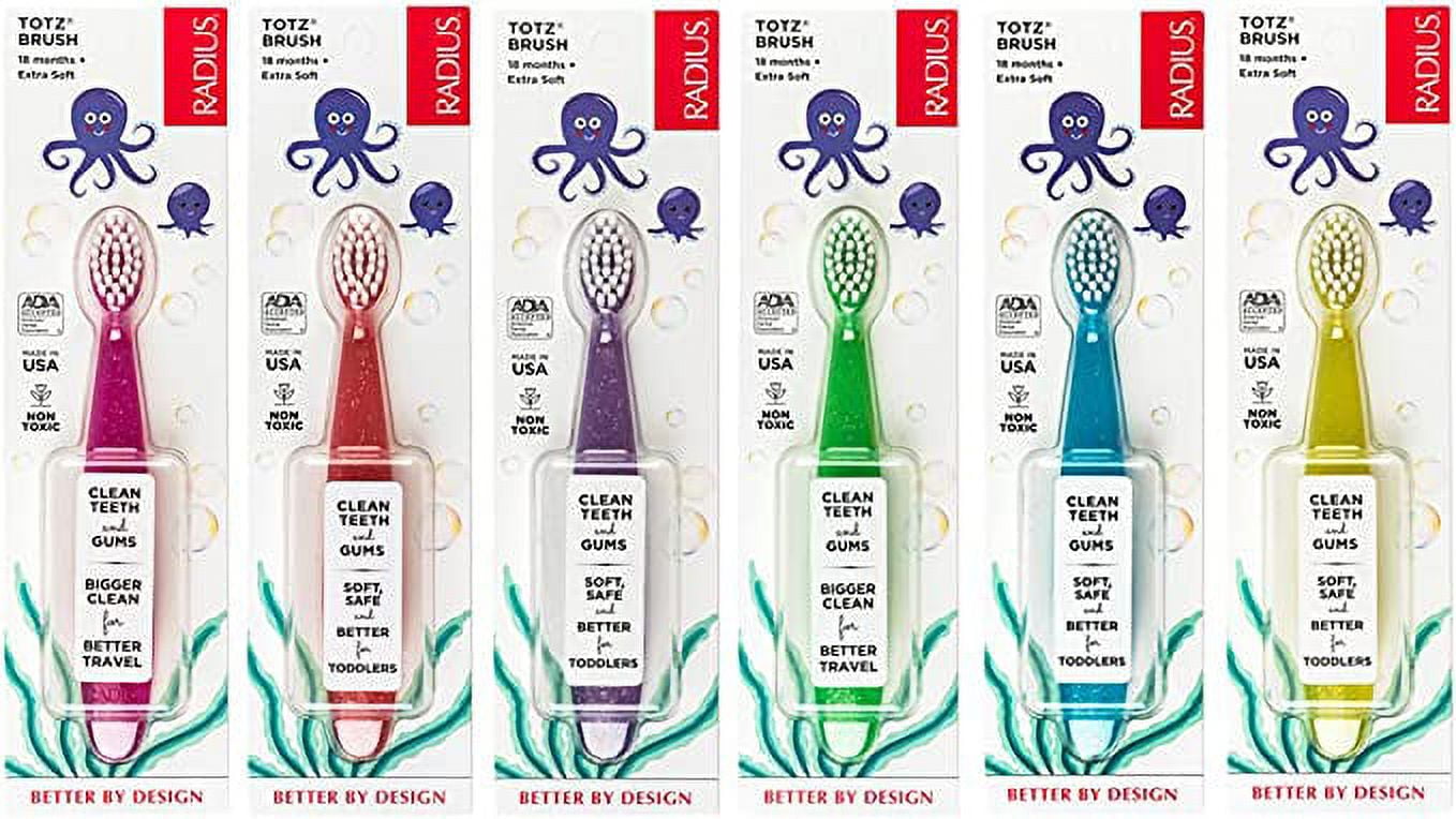 RADIUS Children's Toothbrush Totz Extra Soft Assorted Colors 6 Count ...