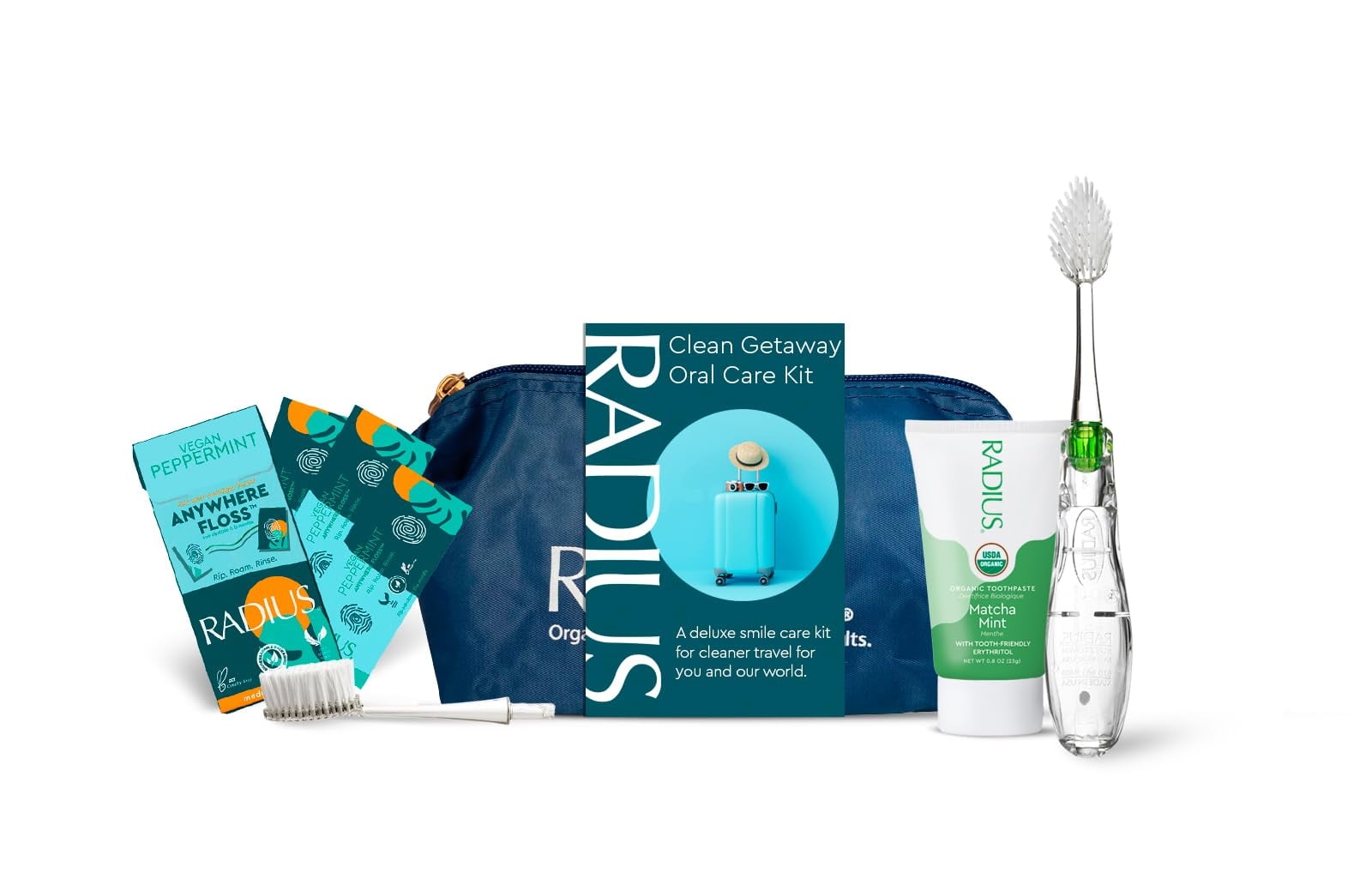 RADIUS Clean Getaway Deluxe TSF6 Oral Care Gift Set (Tour Toothbrush ...