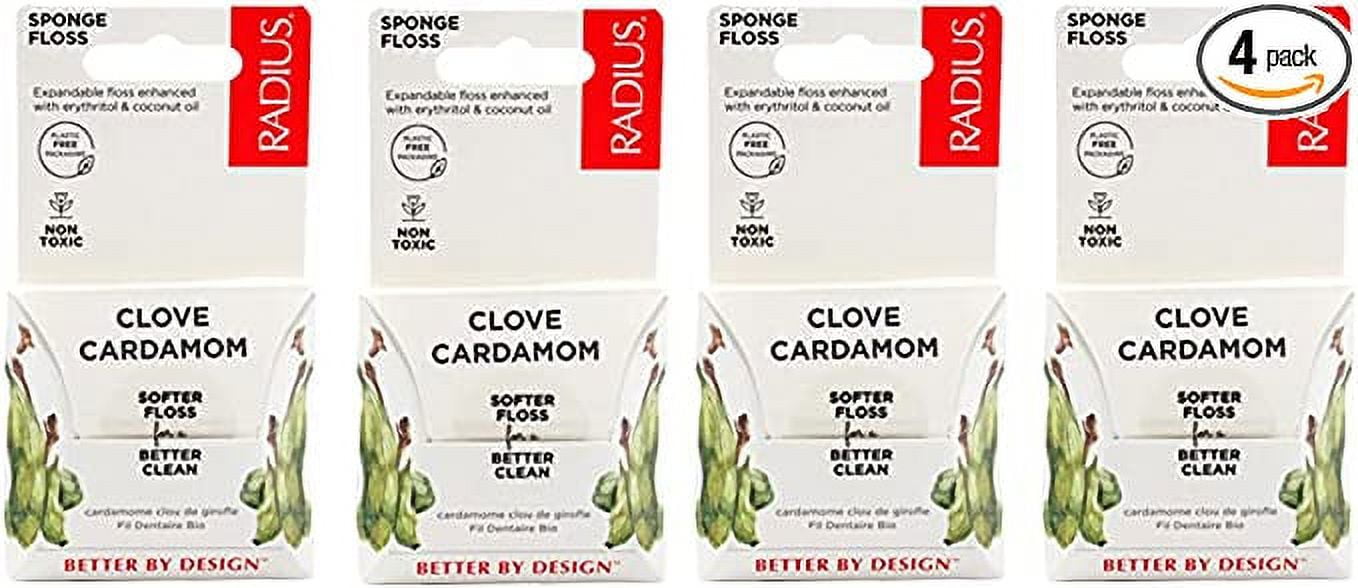 RADIUS Organic Dental Floss, Clove Cardamom, 4 Count, 55 Yards, Plastic ...