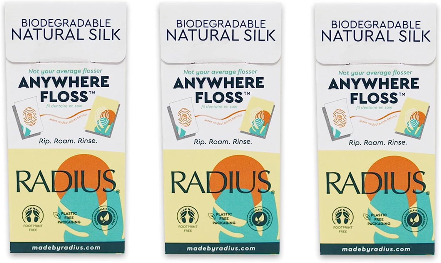 RADIUS Natural Unscented Silk Anywhere Floss Travel Dental Floss for ...