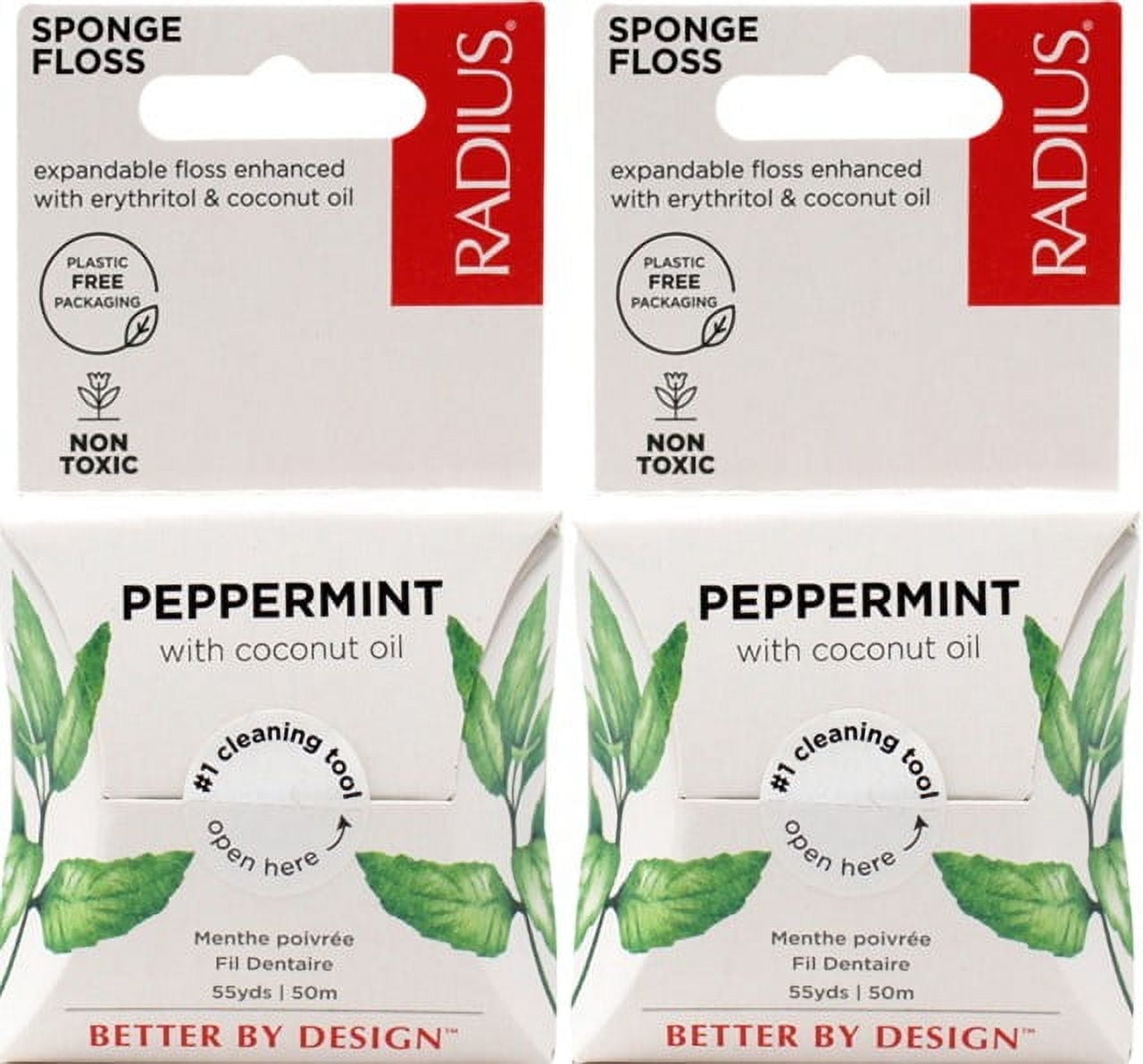RADIUS Peppermint Dental Floss, Vegan and Non-Toxic, Organic Coconut ...