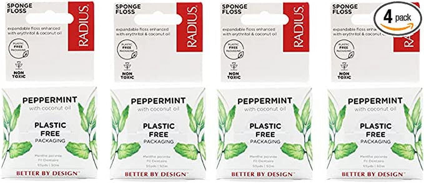 RADIUS Peppermint Dental Floss 55 Yards Vegan and Non-Toxic Oral Care ...
