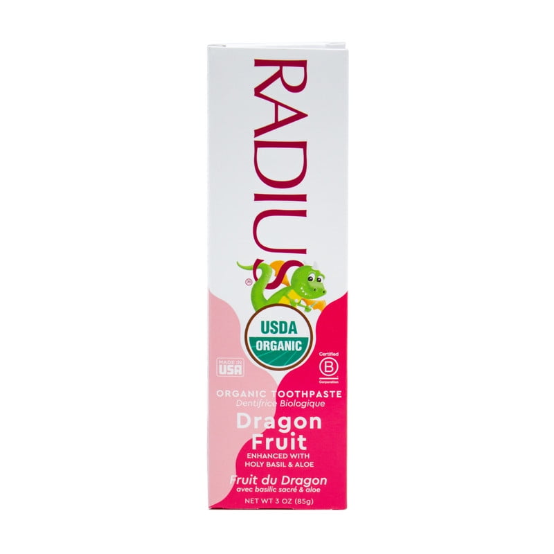 RADIUS Non-Toxic Toothpaste, Dragon Fruit, Organic, Fluoride Free, 3 oz ...