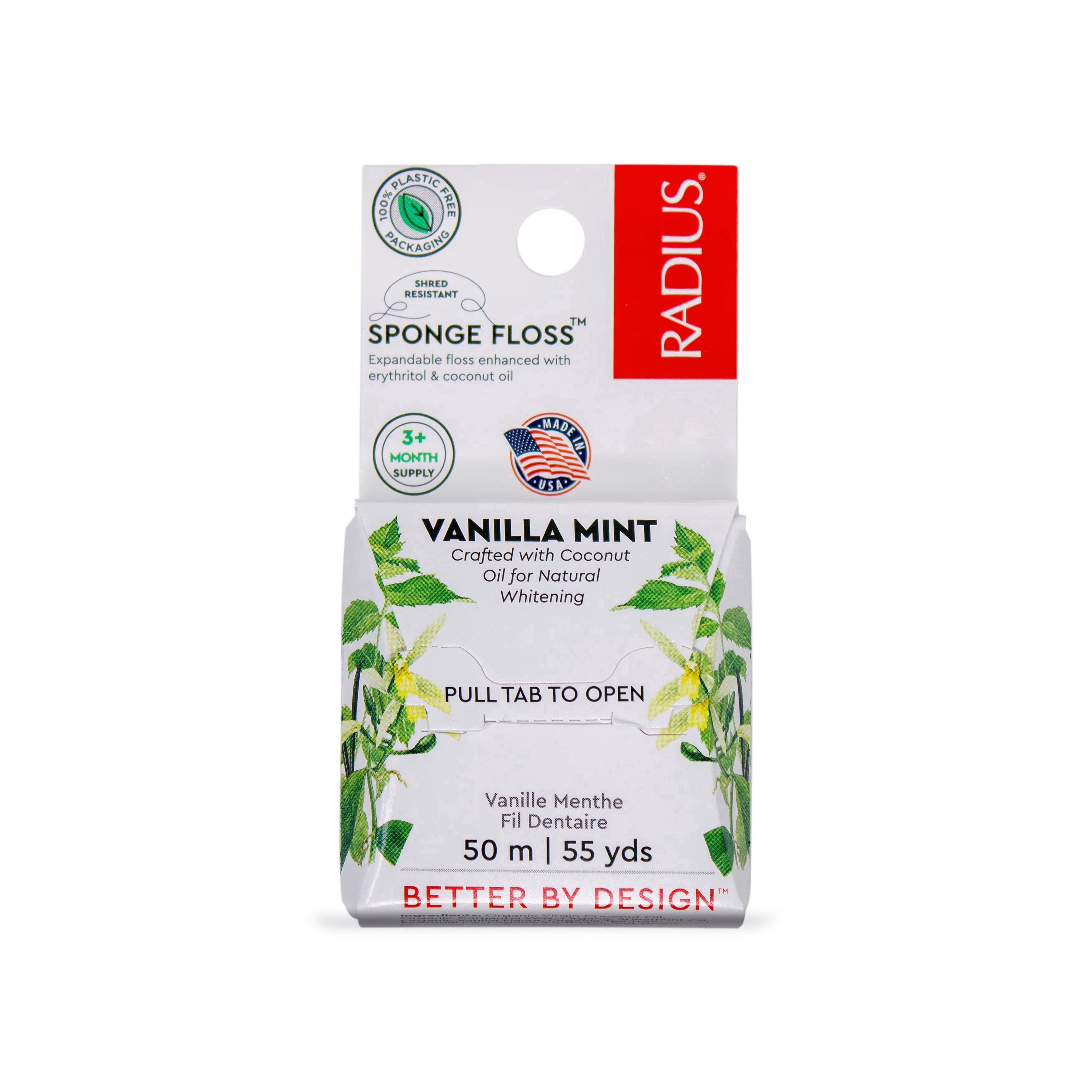 RADIUS Sponge Floss, Vanilla Mint, Expandable Dental Floss, 55 yds ...
