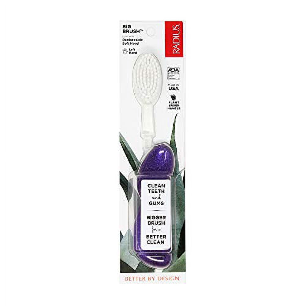 RADIUS Toothbrush Big Brush with Replaceable Head, Left Hand, Soft in Purple Galaxy, BPA Free ...