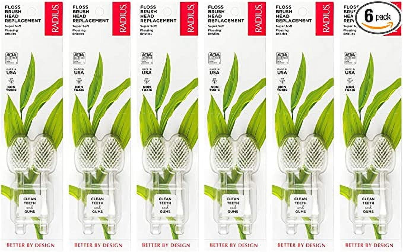 RADIUS Toothbrush Replacement Heads Super Soft Flossing Bristles 2 ...