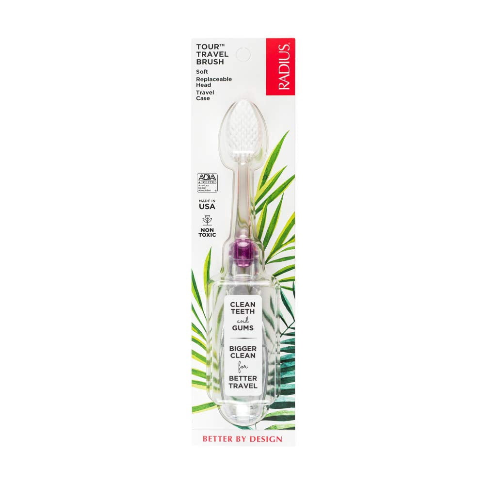 RADIUS Travel Toothbrush, Replaceable Head, Eco-Friendly, Soft Bristles ...