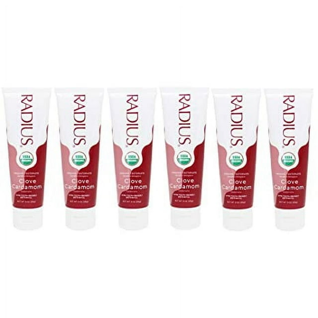 RADIUS USDA Organic Clove Cardamom Toothpaste 6 Count, 3oz , Non Toxic ...