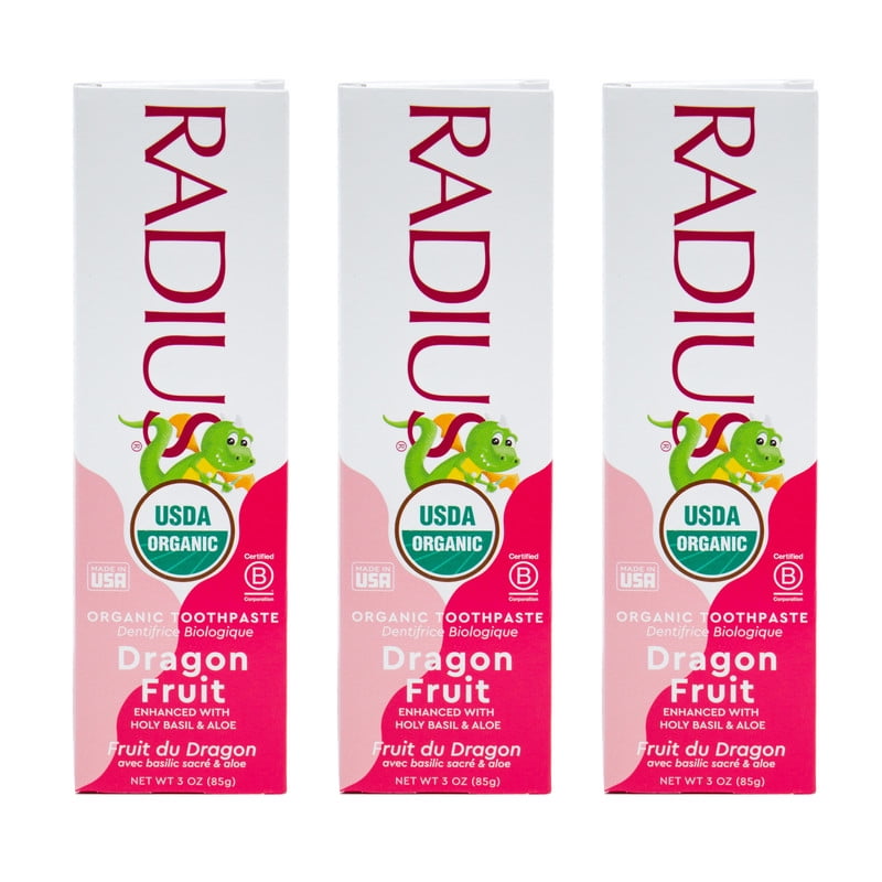 RADIUS USDA Organic Kids Toothpaste 3oz Non Toxic Chemical-Free Gluten ...