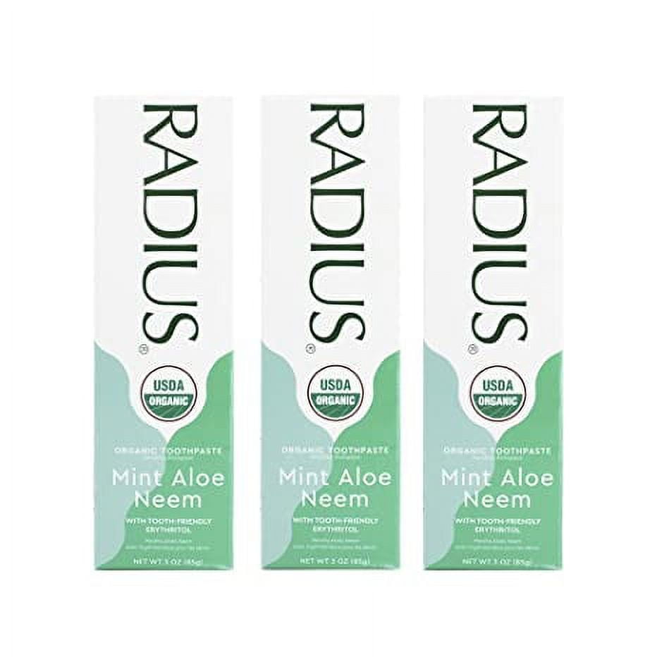 RADIUS USDA Organic Mint Aloe Neem Toothpaste 3 Count, 3oz , Non Toxic ...