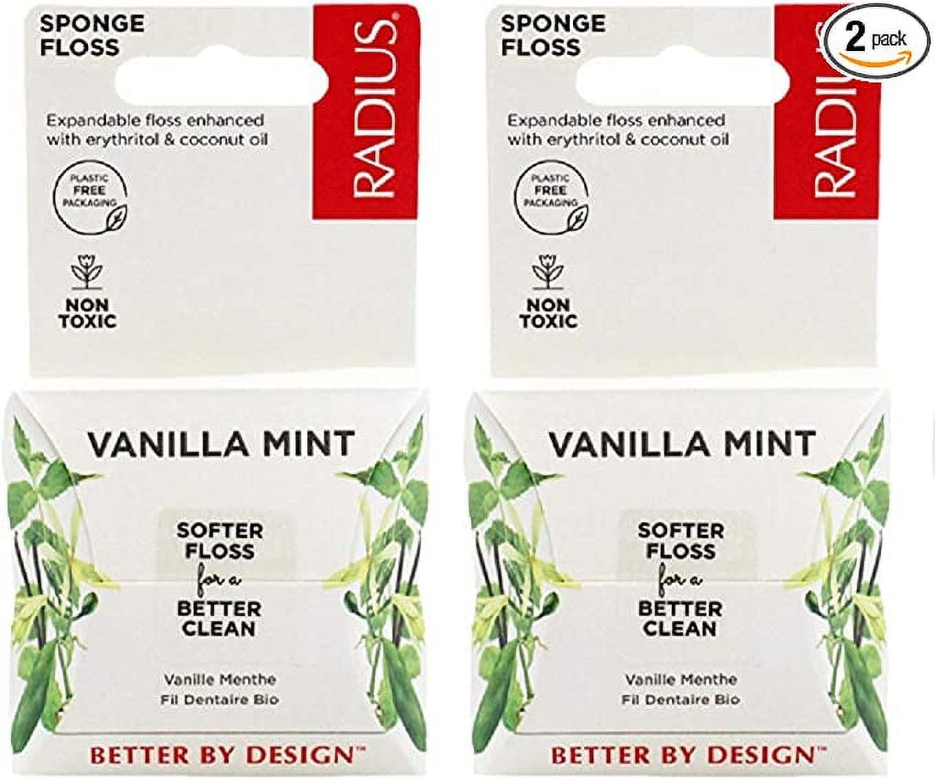 RADIUS Organic Dental Floss, Vanilla Mint, 3 Count, 55 yards, Vegan ...