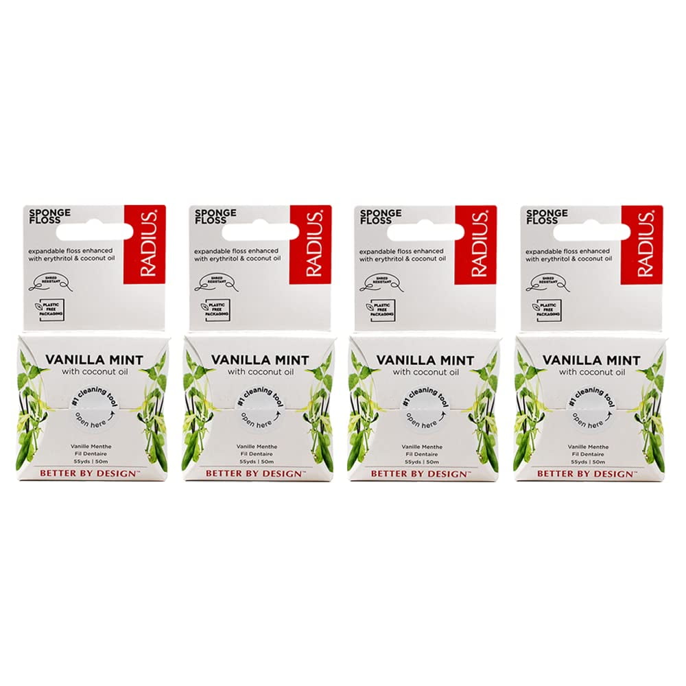 RADIUS Vanilla Mint Dental STF9 Floss 55 Yards Vegan & Non-Toxic Oral ...