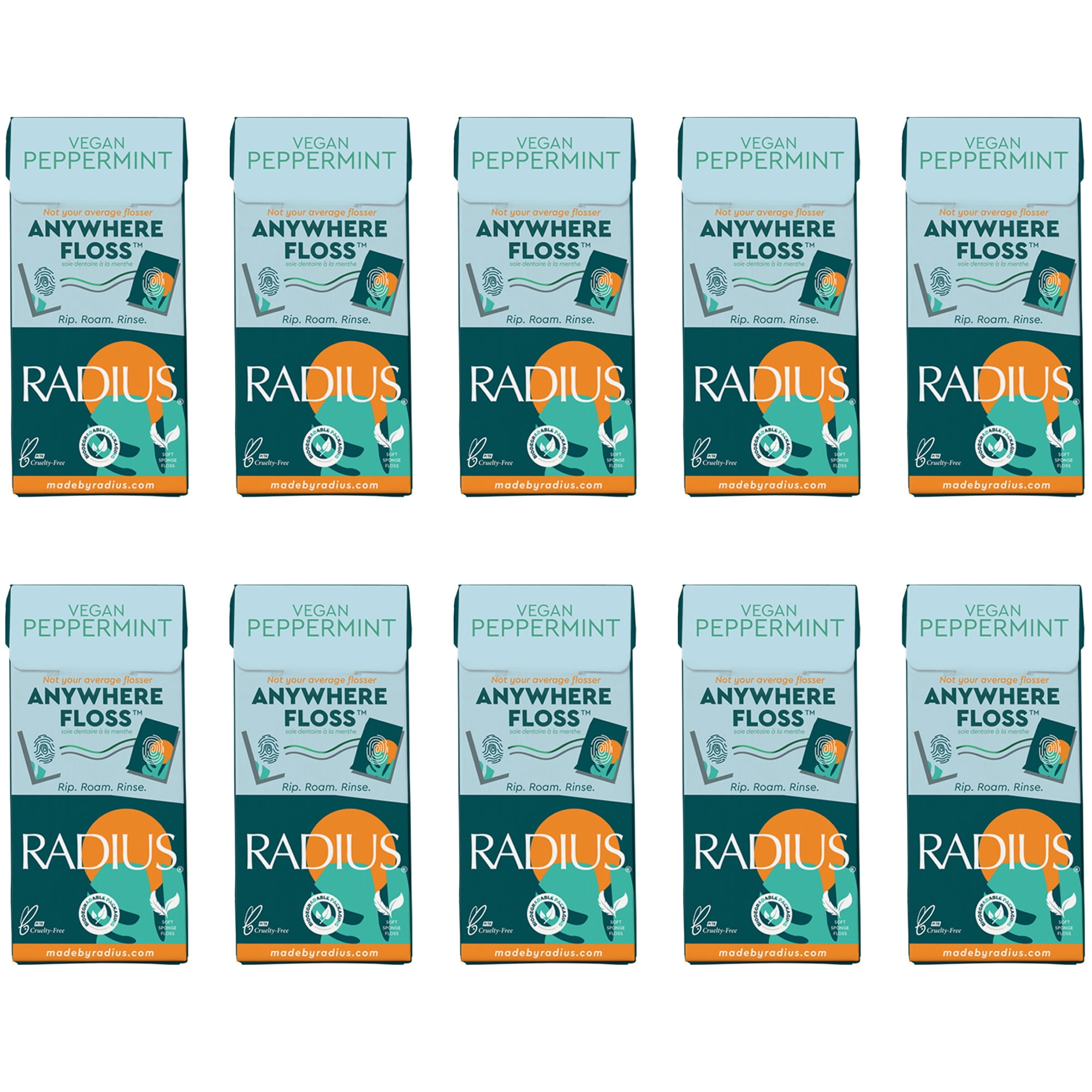 RADIUS Vegan Peppermint Anywhere Floss Travel Dental Floss for Oral ...