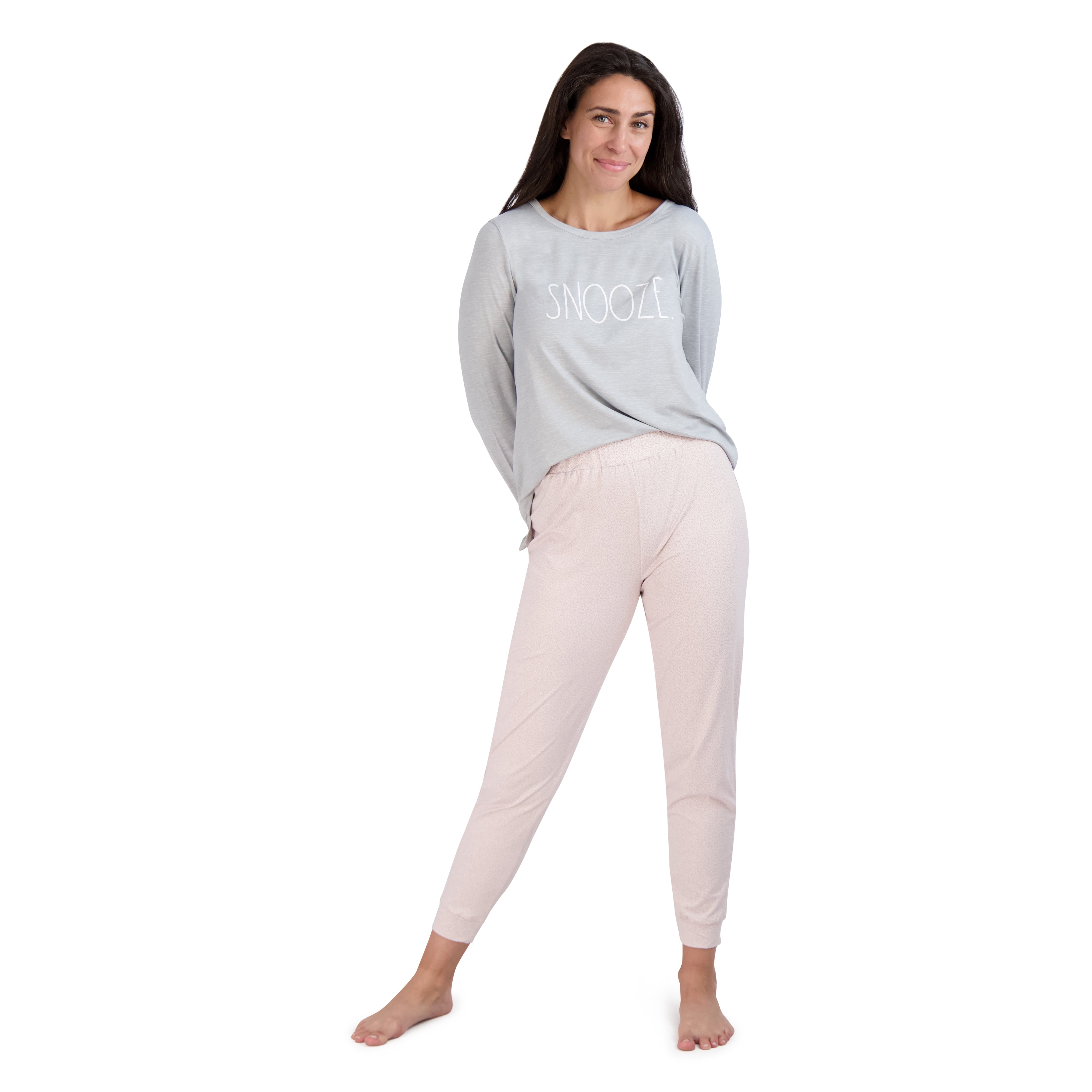 RAE DUNN Women's Long Sleeve Top and Jogger Pajama Set PJ Set - Walmart.com