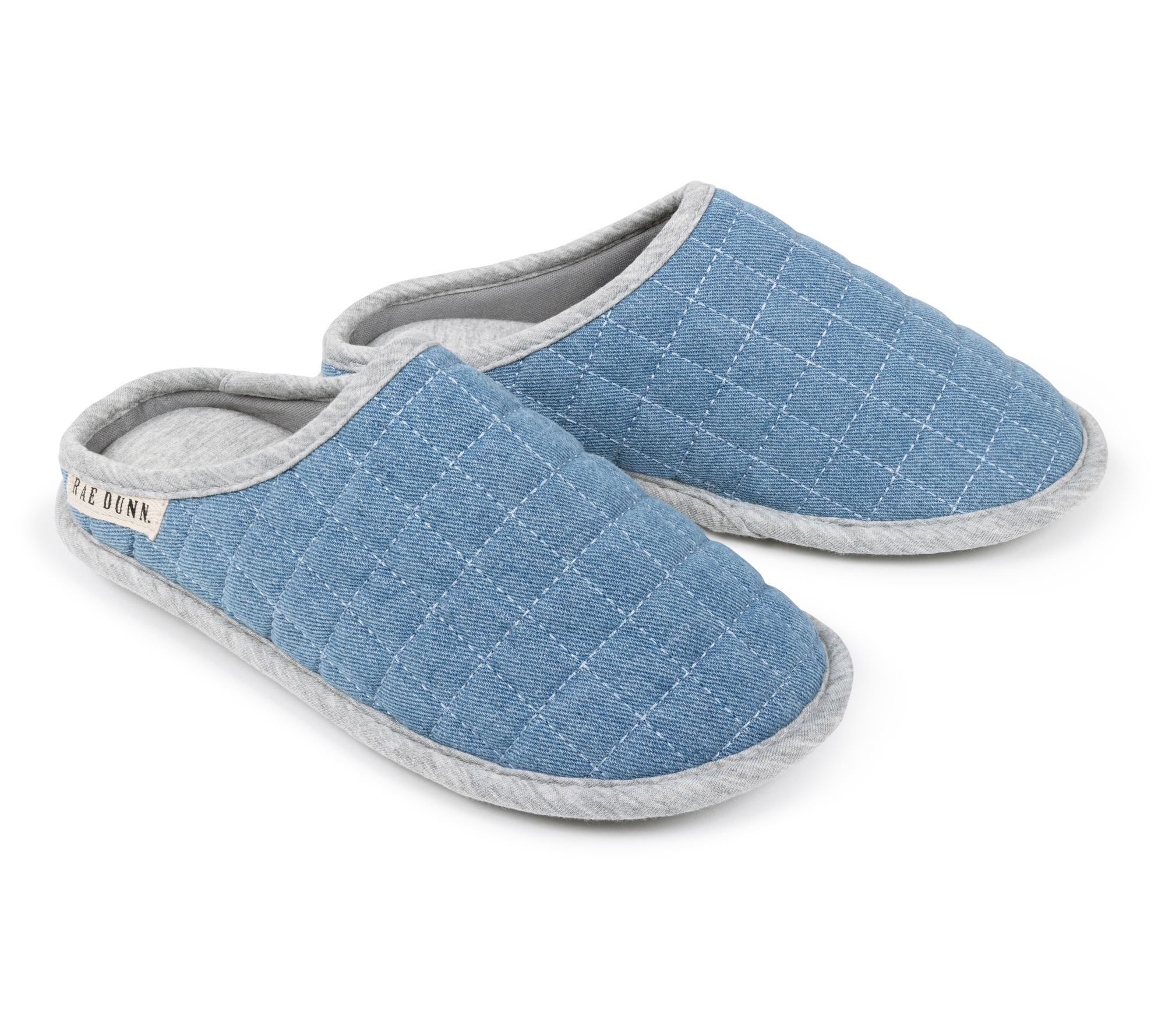 RAE DUNN Women's Quilted Denim Slippers Slippers Blue - Walmart.com