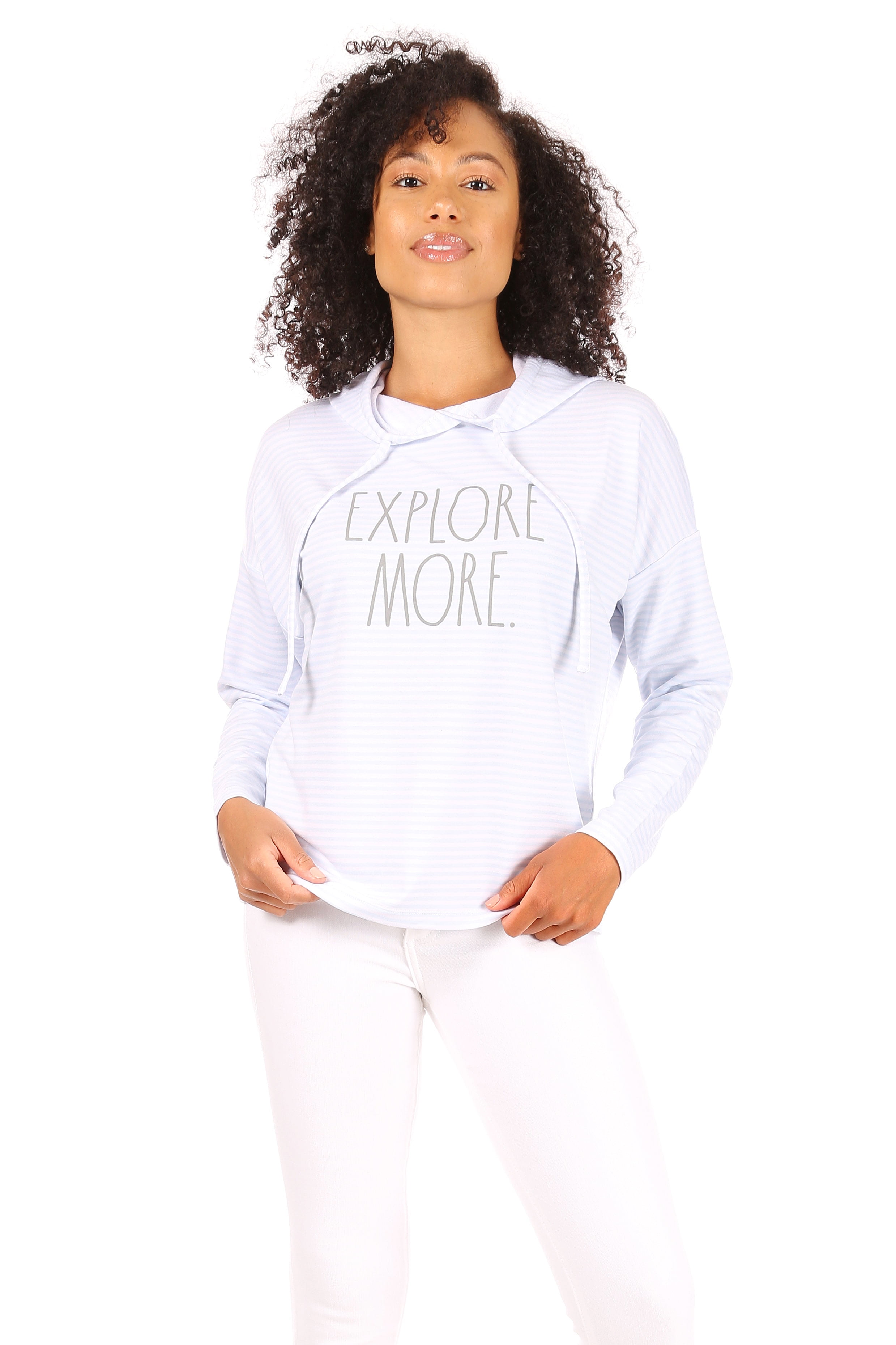 Rae Dunn Women's Ultra Soft Explore More Graphic Print Striped ...
