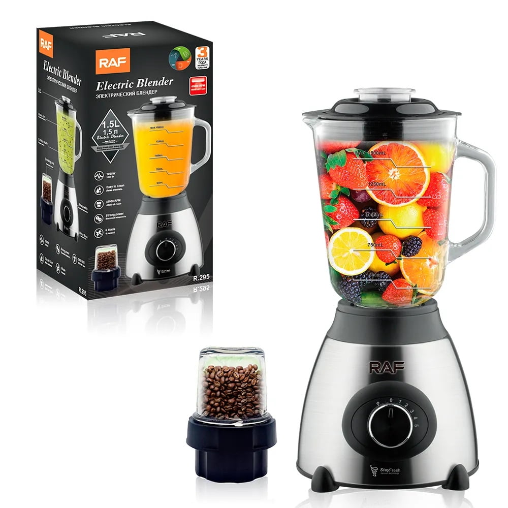 RAF 1000W Glass Blender, 1.5L Glass Jar, Smoothies Juicer, Grinder for Spices and Coffee ...