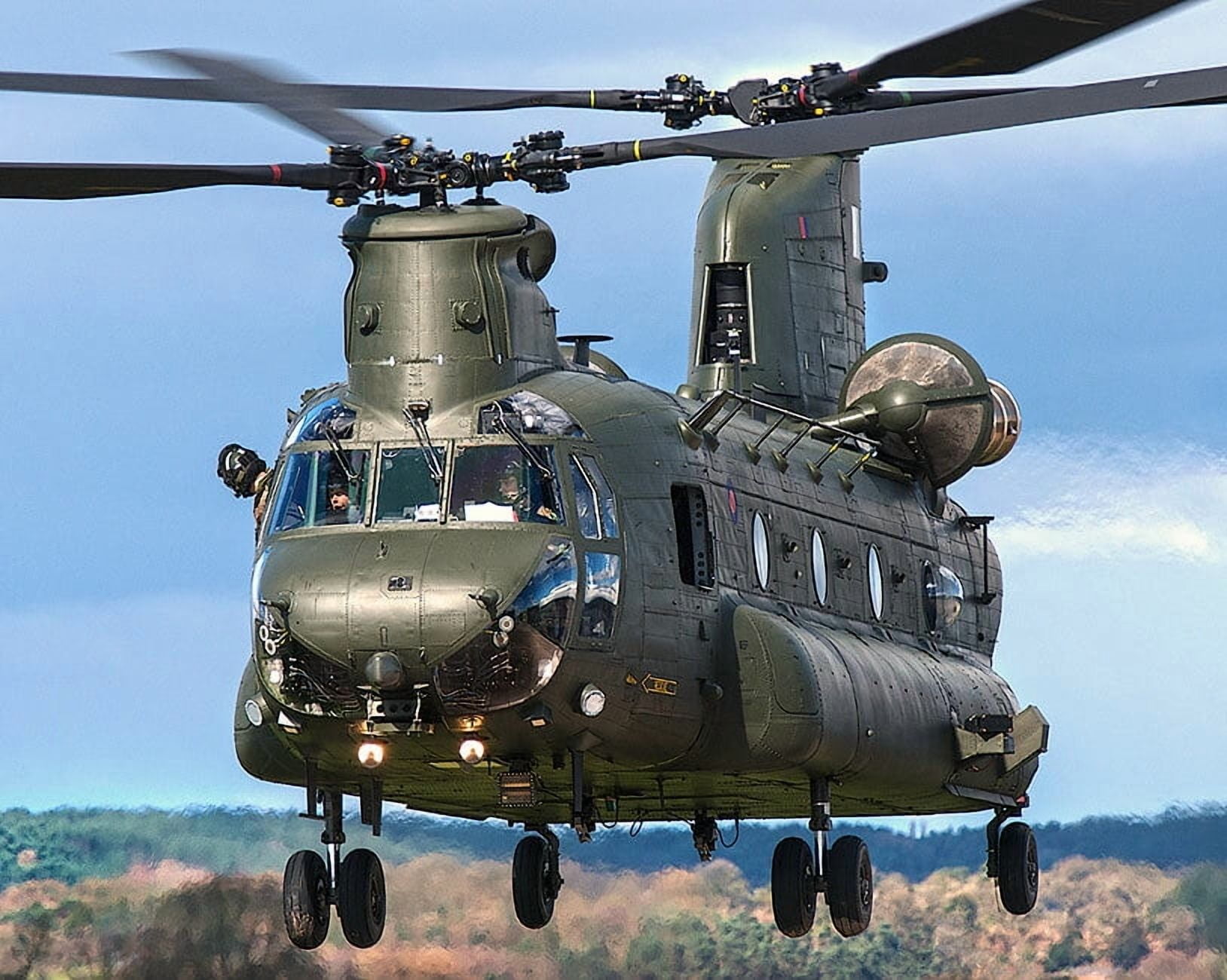 RAF Chinook Helicopter Lands for Refuel - 20x30 Inch Laminated Aviation ...
