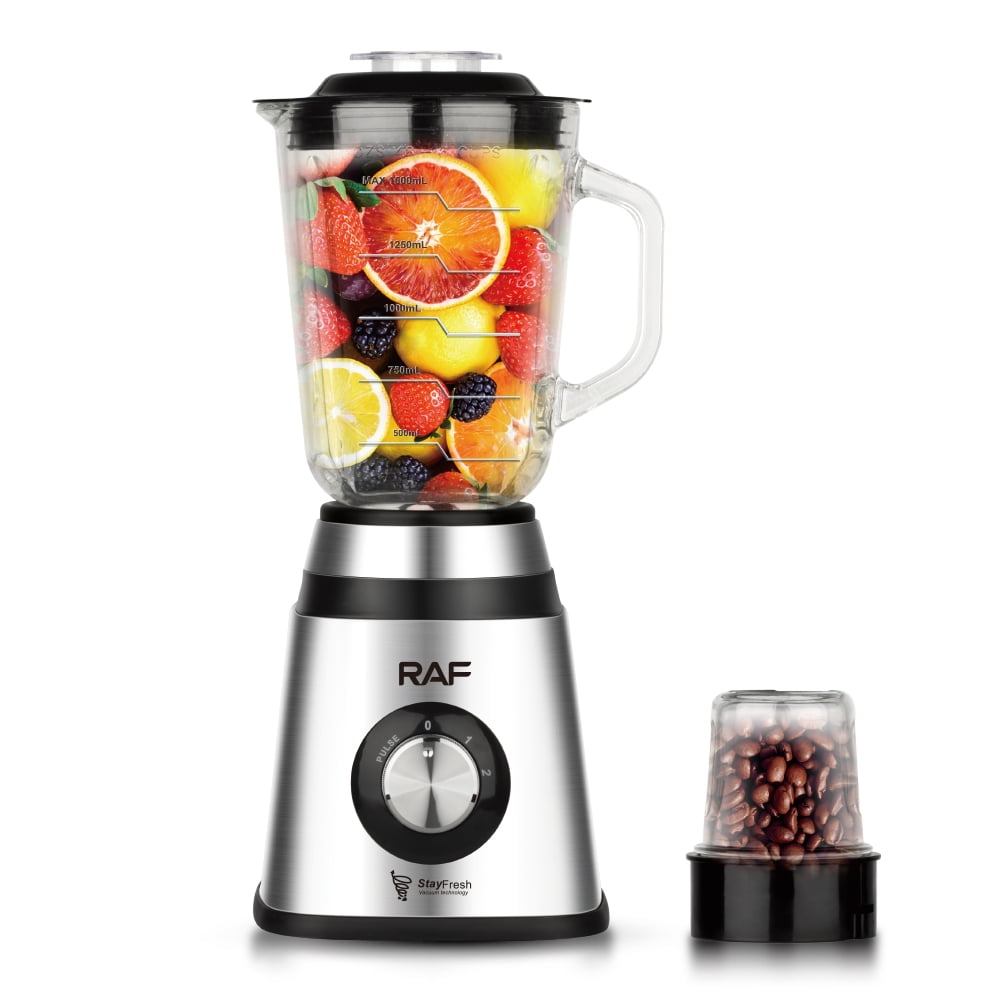 RAF Electric Blender 1000W – 1.5L Glass Jar, 6 Stainless Steel Blades, 2 in 1 Grinder + Blender ...