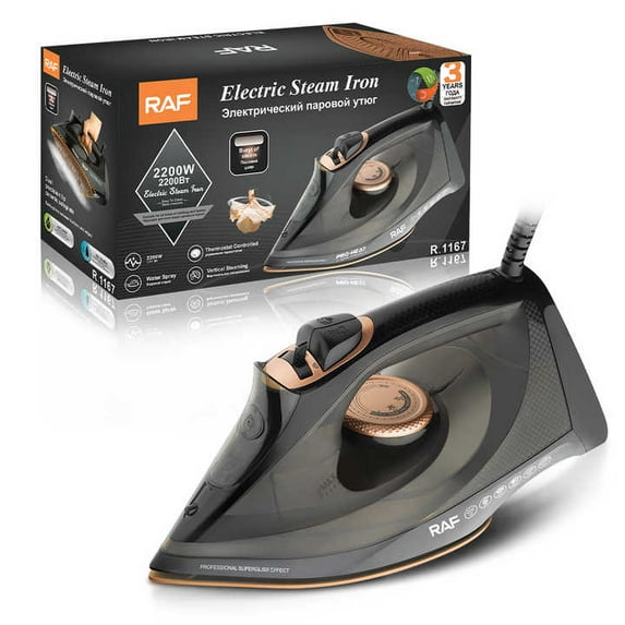 RAF Electric Steam Iron – 2000W Non-Stick Soleplate Iron with Adjustable Steam, Vertical ...
