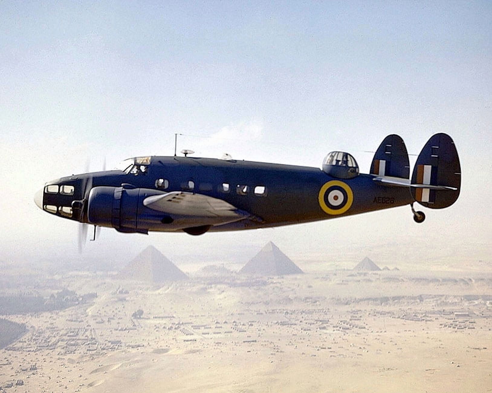 RAF Lockheed Hudson VI Over Cairo Egypt Pyramids - 24x36 Inch Glossy ...