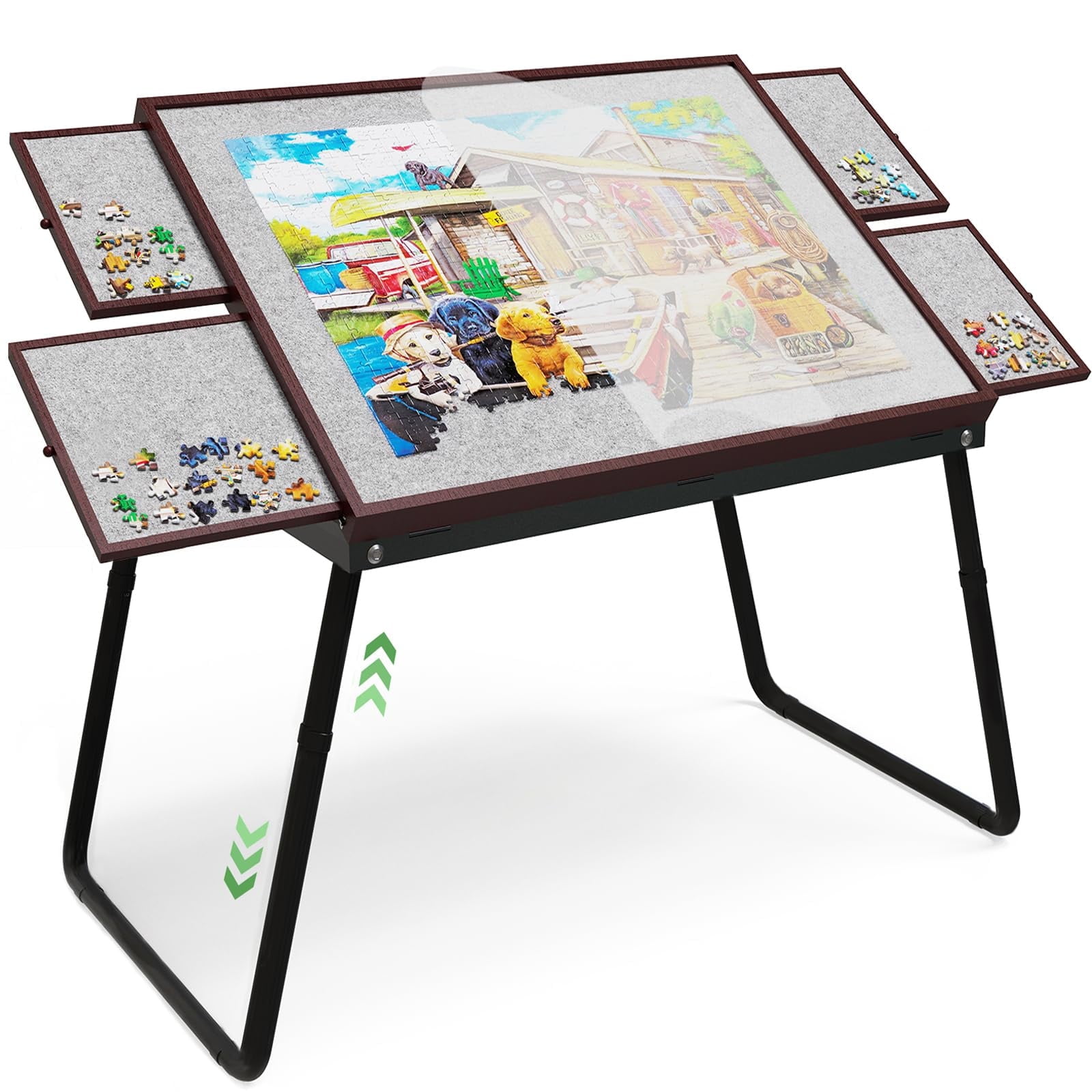 RAGOZONERY 1500 Pieces Puzzle Table with Drawers, Jigsaw Puzzle Board ...