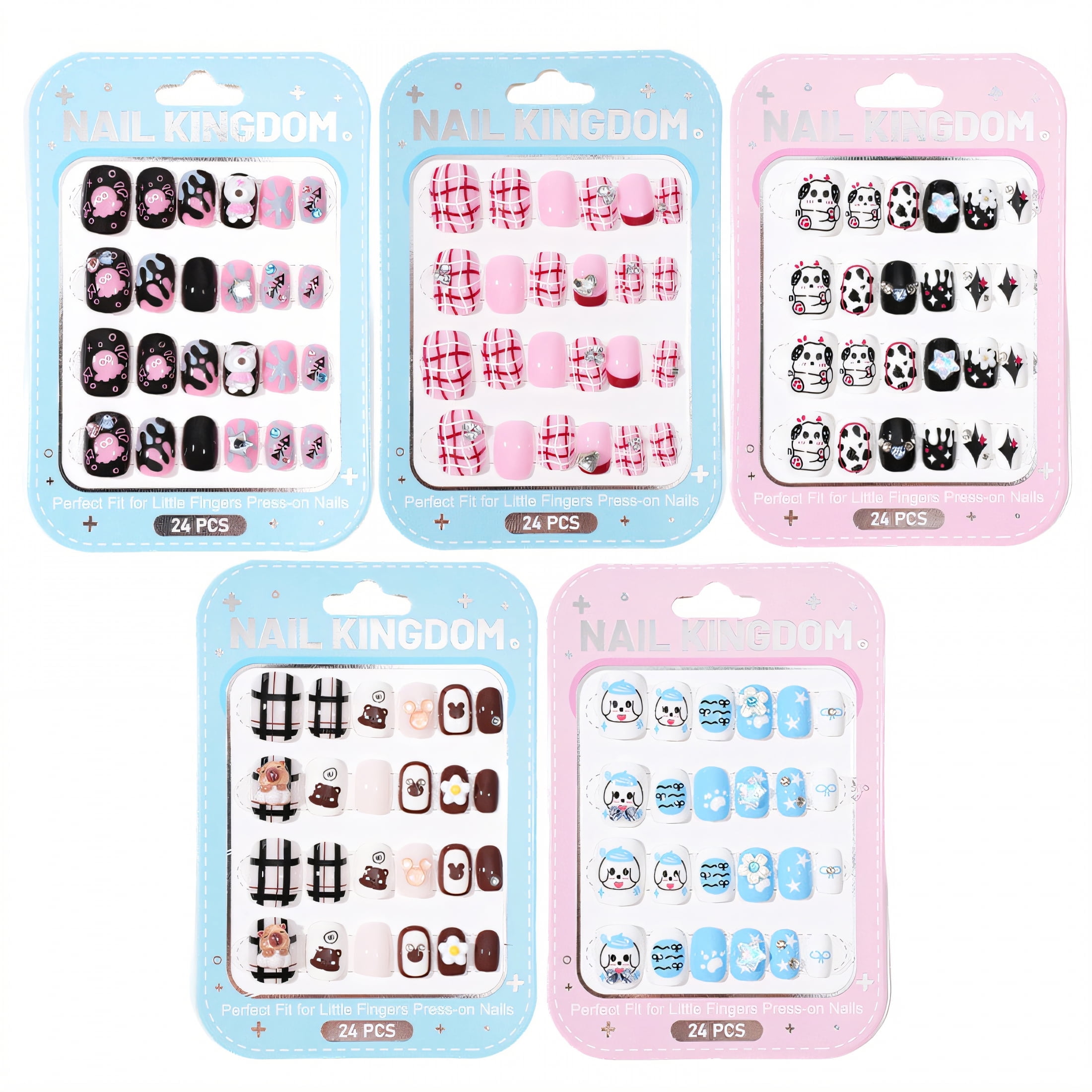 RAGUPEL 120Pcs Press on Nails for Kids,Cute Cartoons Kids Fake Nails ...