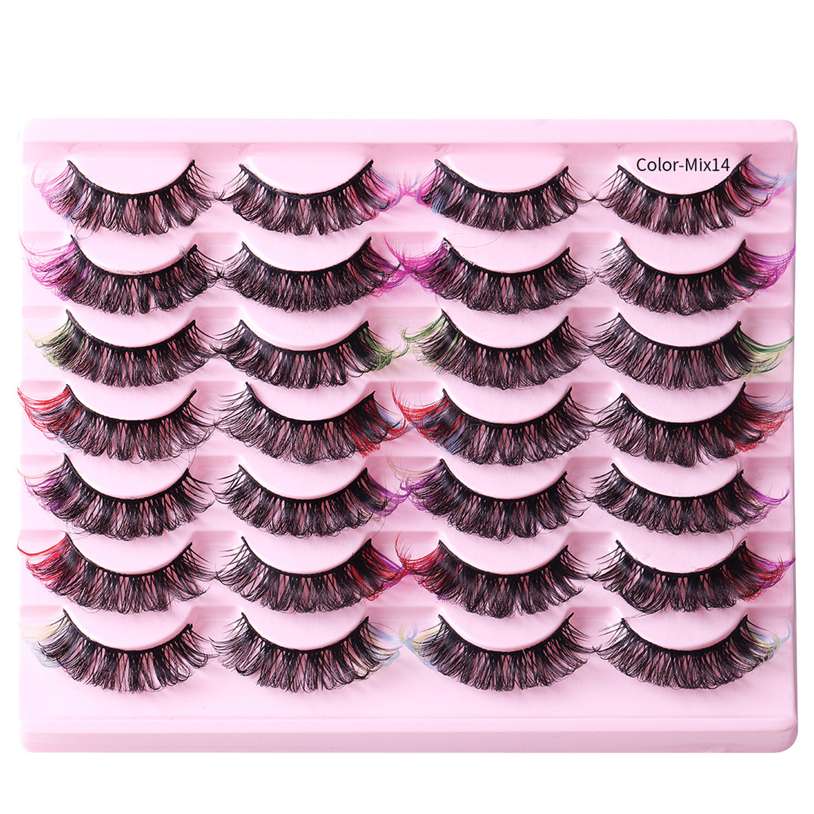 RAGUPEL 14 Pairs Lash Clusters 3D Thick Colorful Cat Eye Eyelashes ...
