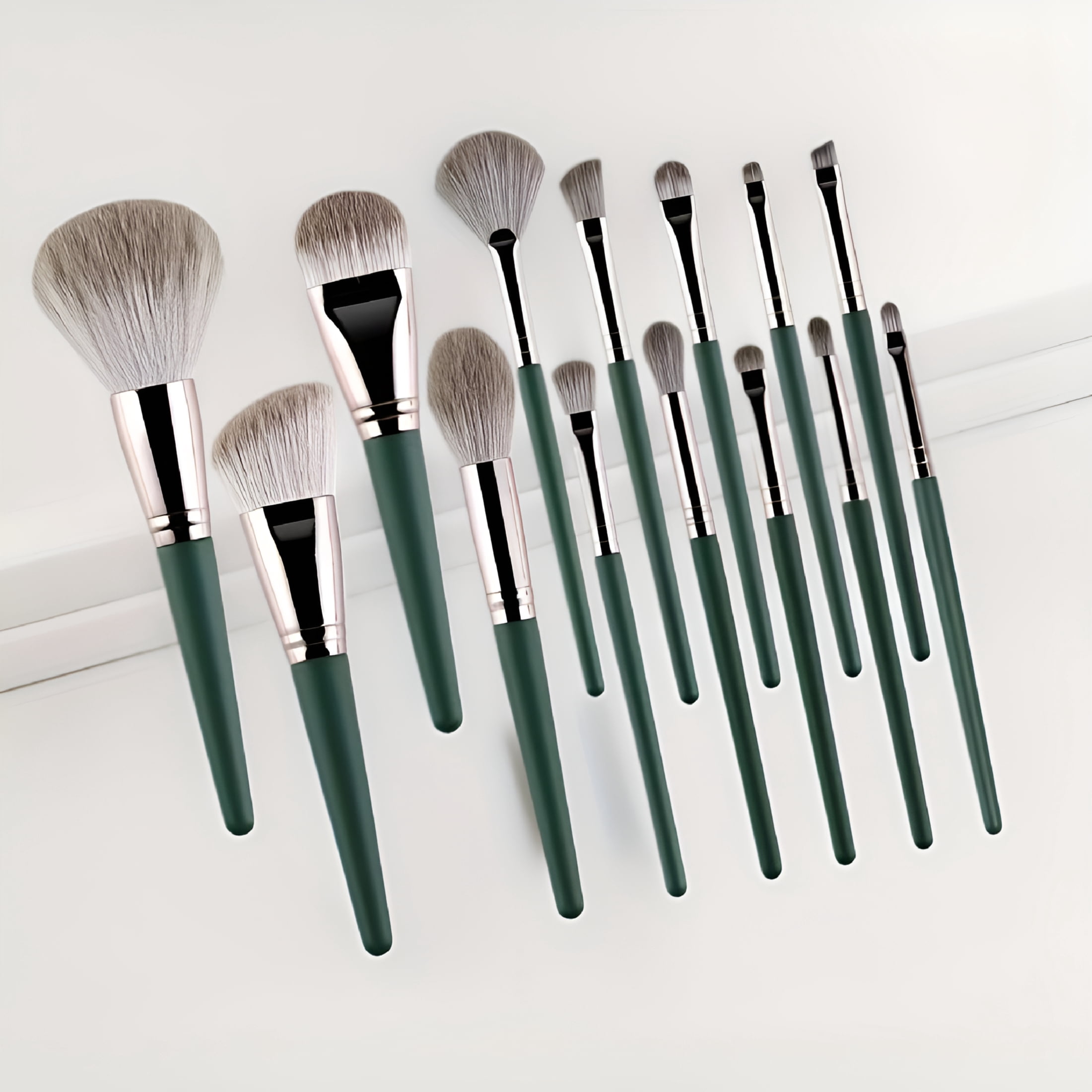 RAGUPEL 14pcs Dark Green Professional Makeup Brush Kit – Complete Face ...
